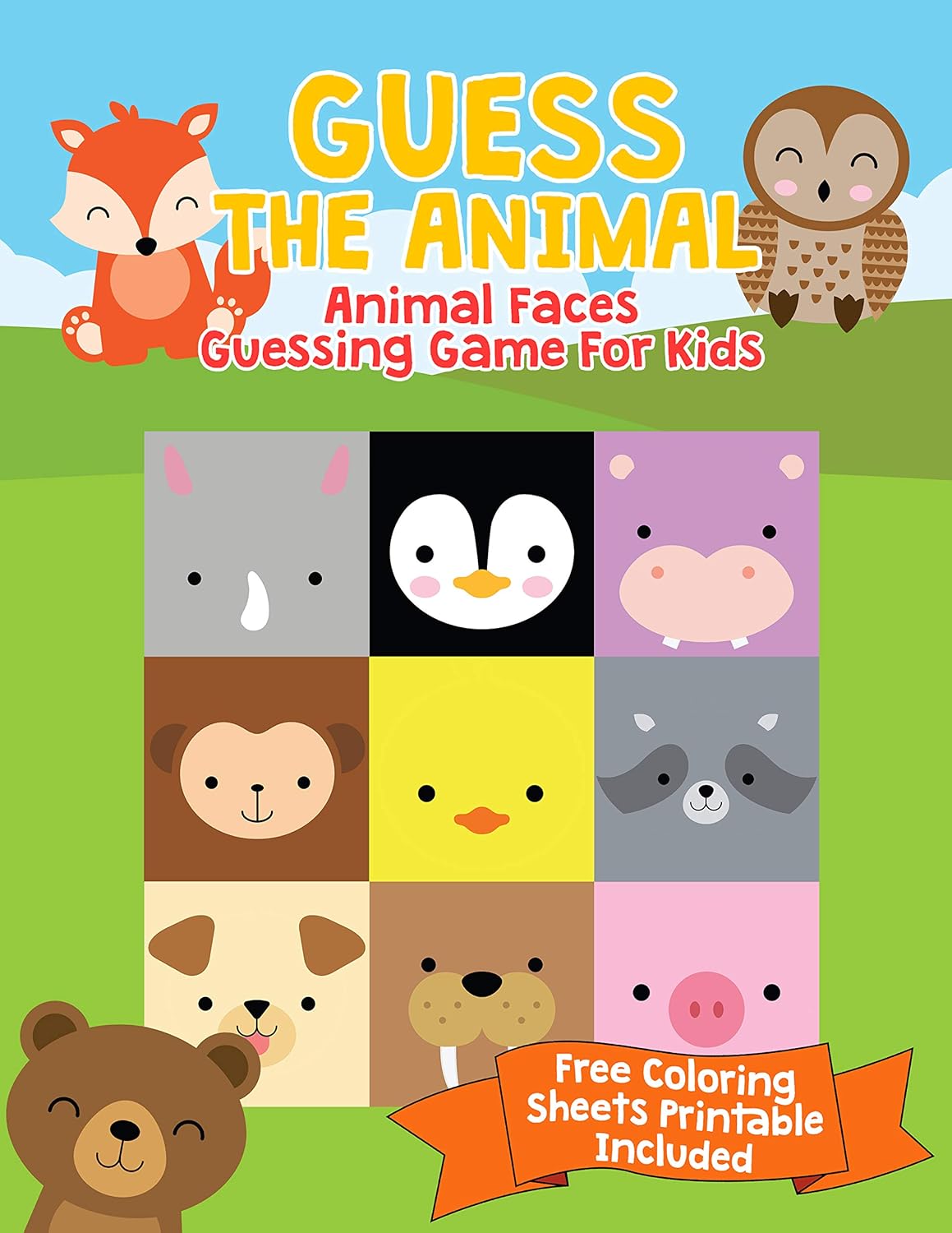 Amazon.com: Guess The Animal Animal Faces Guessing Game for Kids: 40 ...