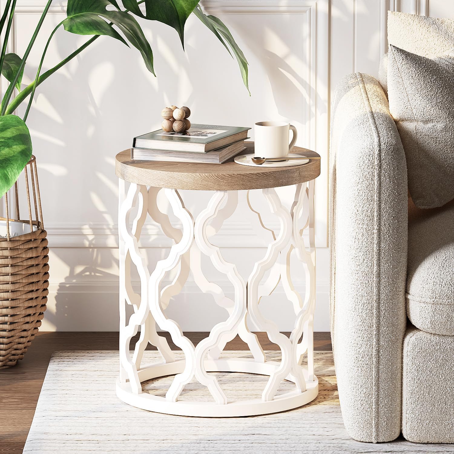 Amazon.com: karlott Farmhouse End Table, Round French Country Side ...