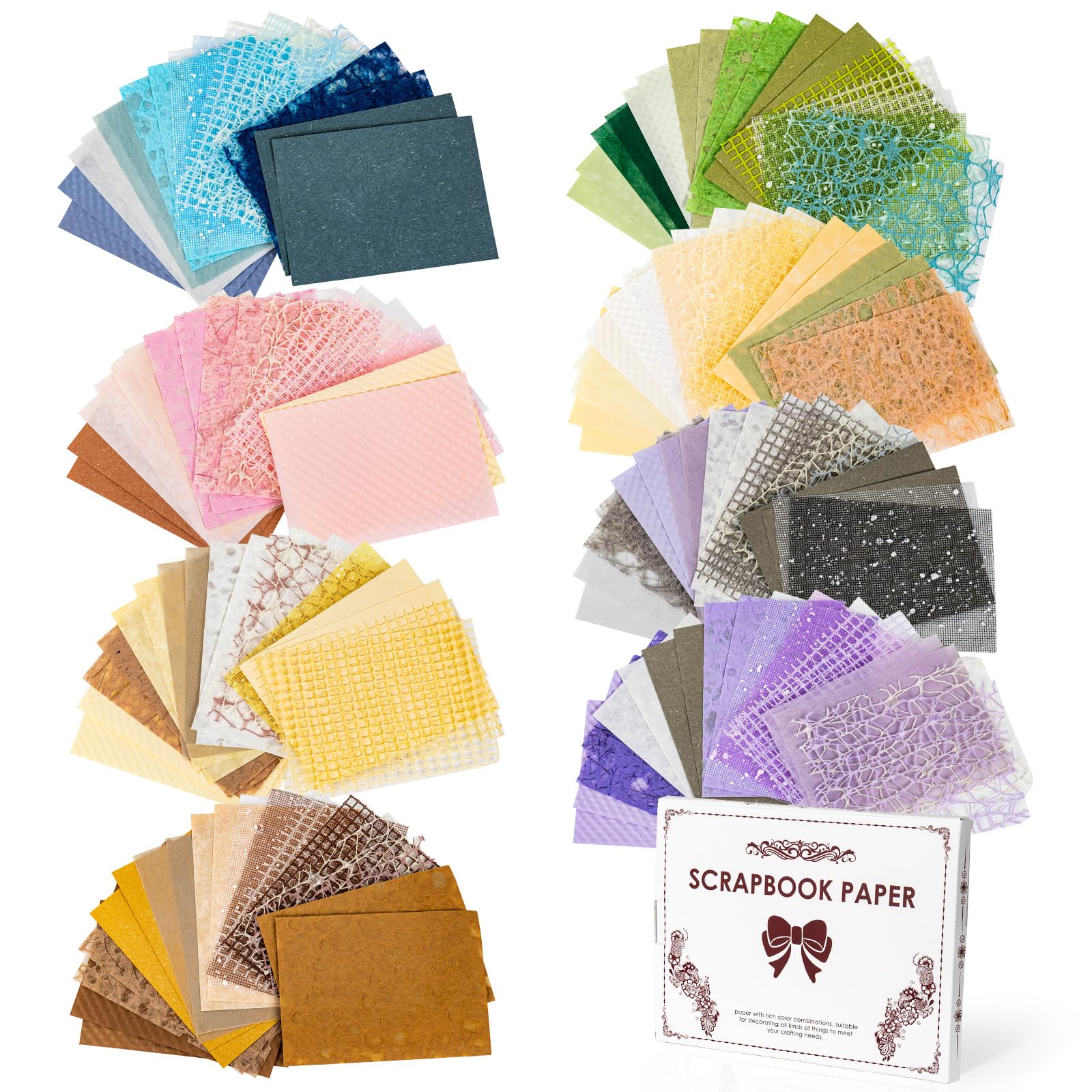 Amazon.com : Baemin 144 Sheets Textured Scrapbook Paper and Mesh Fabric ...