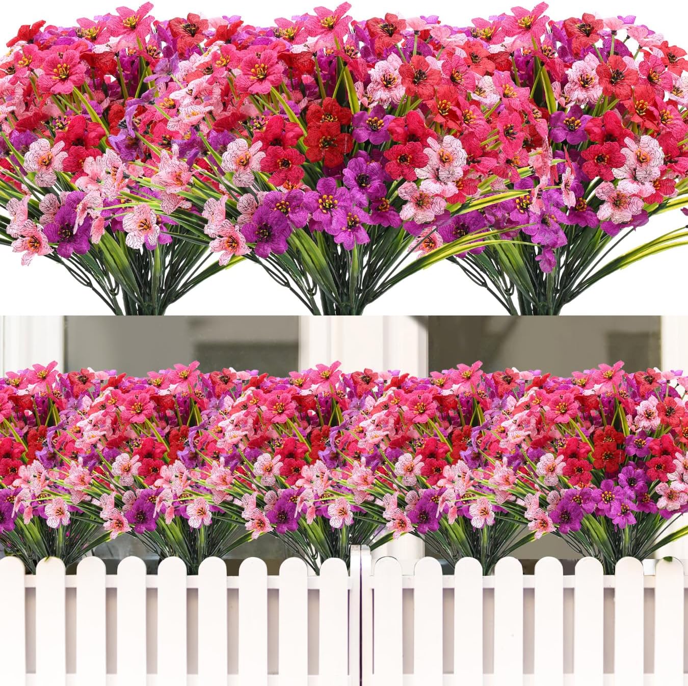 12 Bundles Outdoor Artificial Flowers, Indoor Decorative Fake Flowers ...