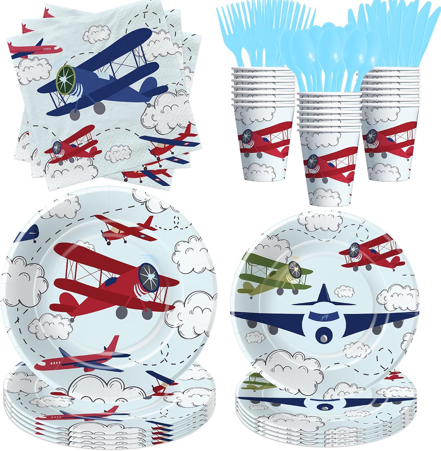Amazon.com: Suhelkit Airplane Party Decorations Tableware Boy for ...