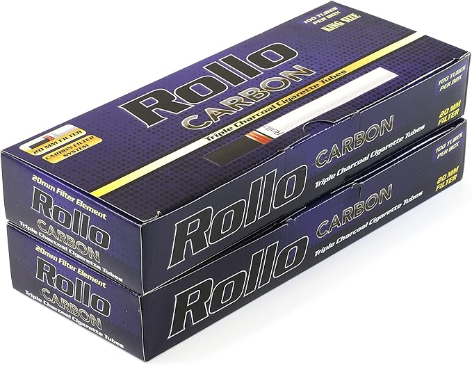 Amazon.com: Rollo Triple Carbon Long filter 20mm Cigarette tubes King ...
