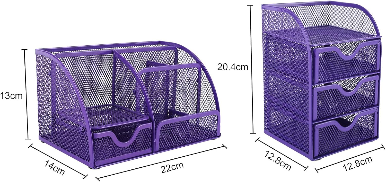 EasyPAG Office Mesh Desk Tidy 2 Piece Organiser Set – Versatile Desktop ...