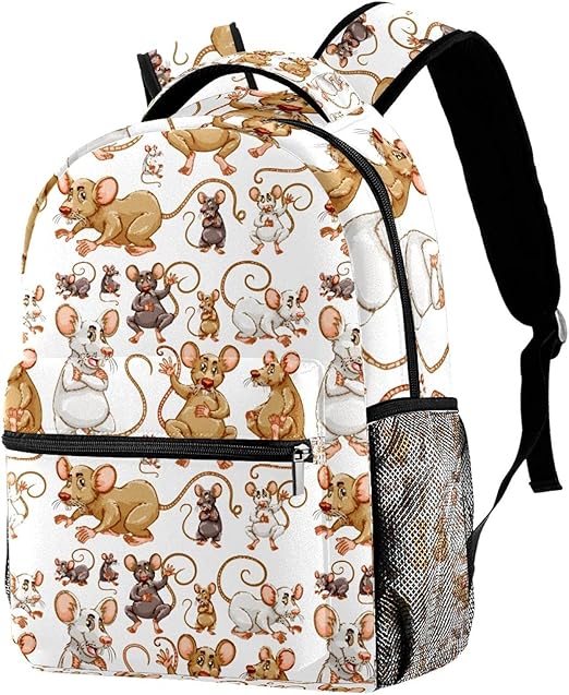 Leisure Campus Travel Backpacks, Cute Cartoon Mice Rats On White ...