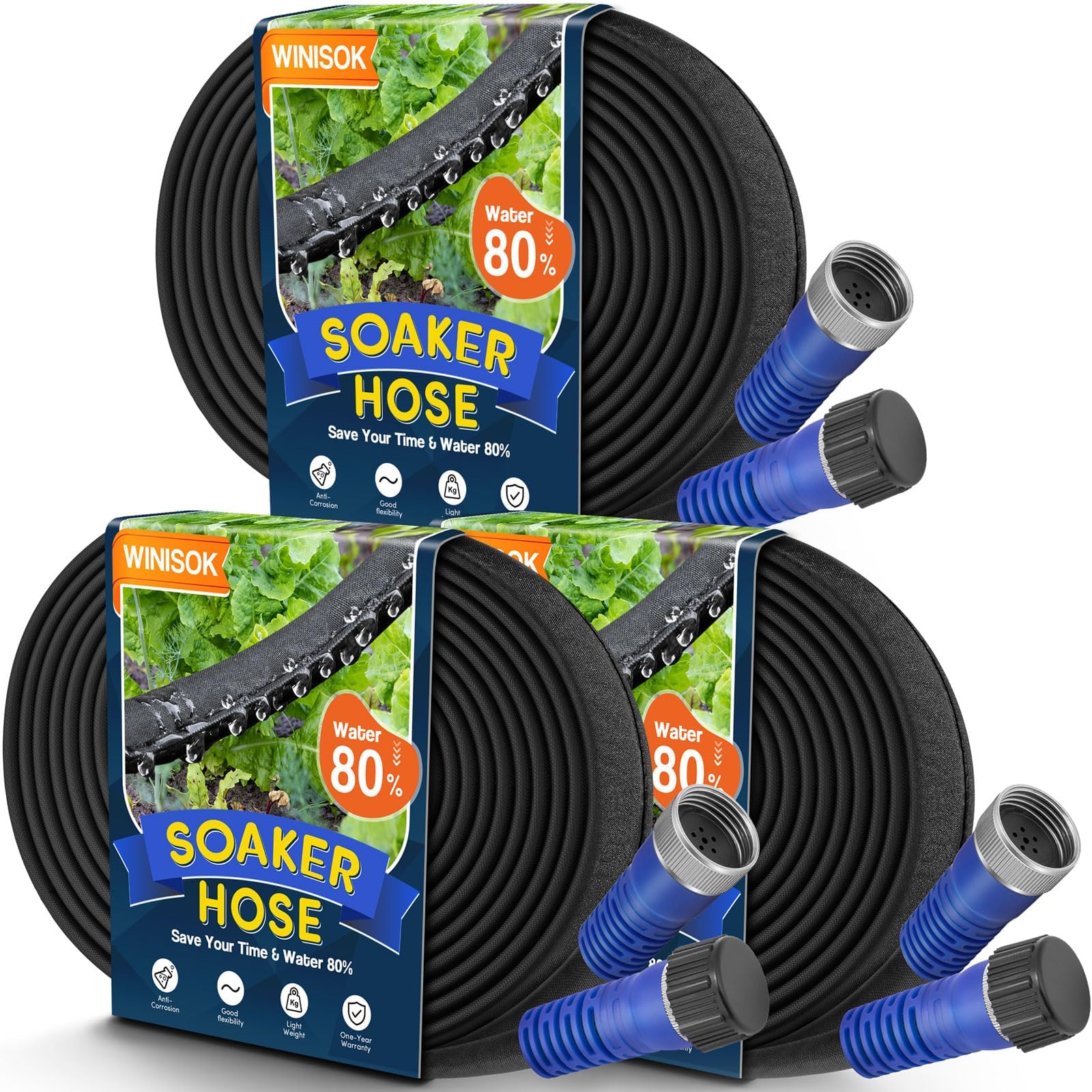 Amazon.com : Winisok 150FT Thickened Flat Garden Soaker Hose - Heavy ...