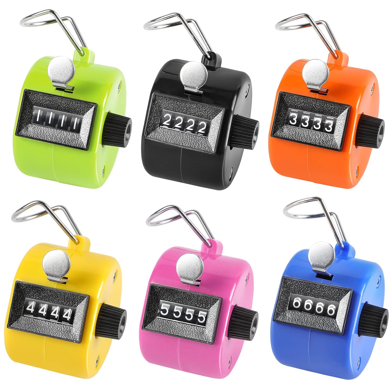KTRIO Pack of 6 Color Hand Tally Counter 4-Digit Tally Counters ...