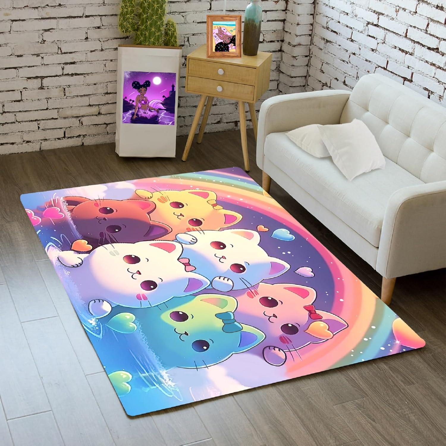 Amazon.com: Jiospet Rainbow Cat Rug - Colorful Kids Bedroom Decor ...