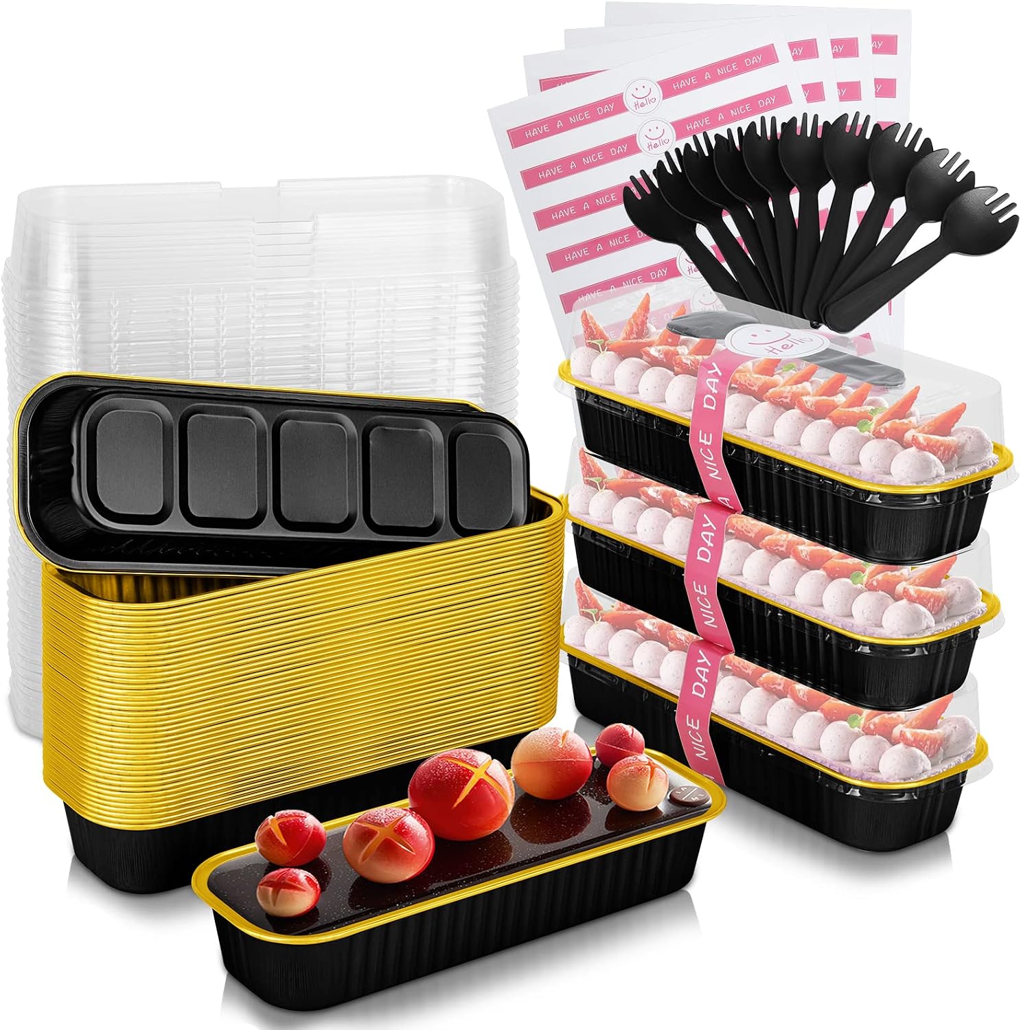 Amazon.com: HEYYUMI 11.4oz Mini Loaf Pans with Lids and Spoons 40 Pack ...