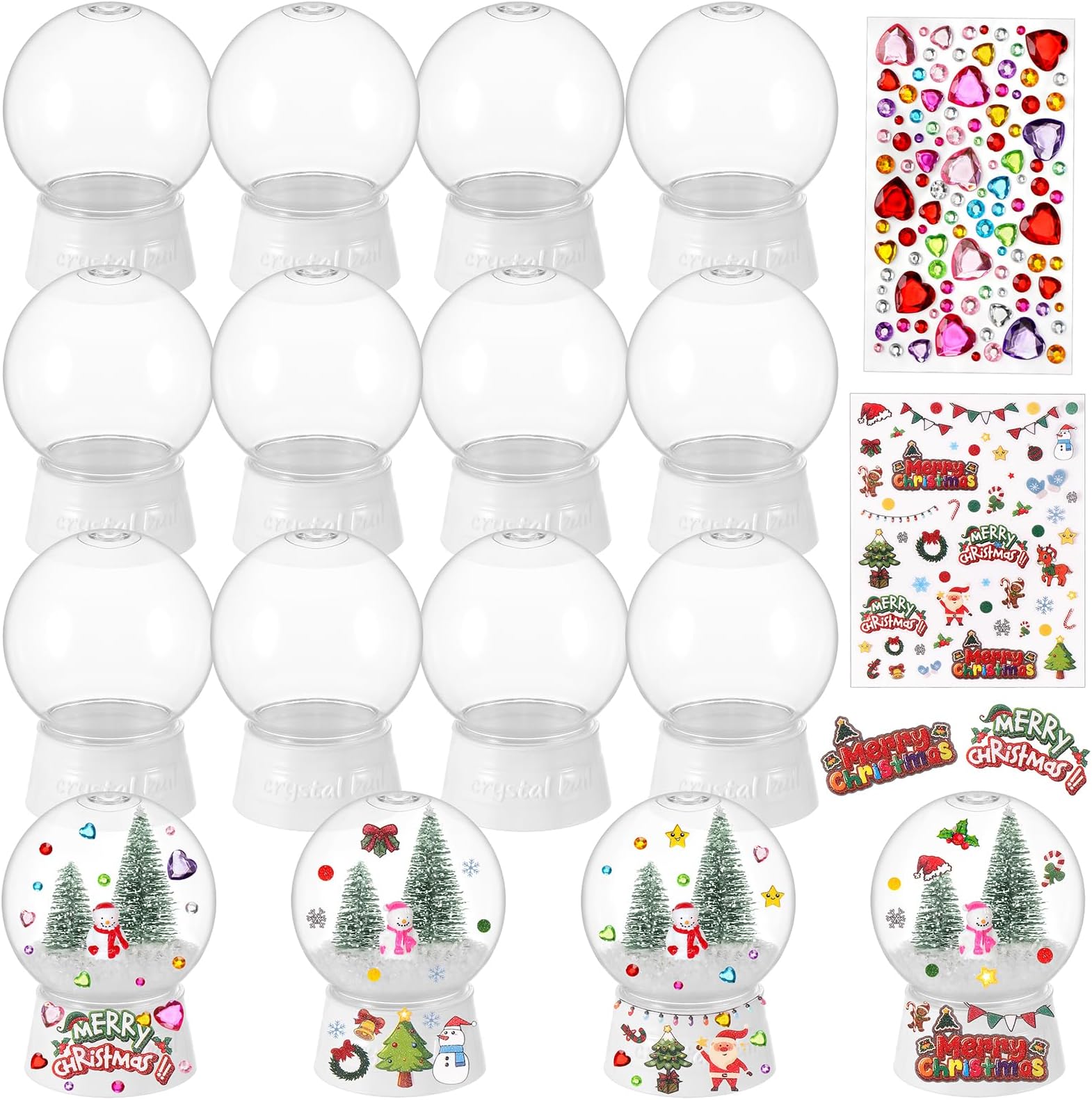 Amazon.com: 16 Pieces 4 Inch Plastic Snow Globes Clear Water Globes ...