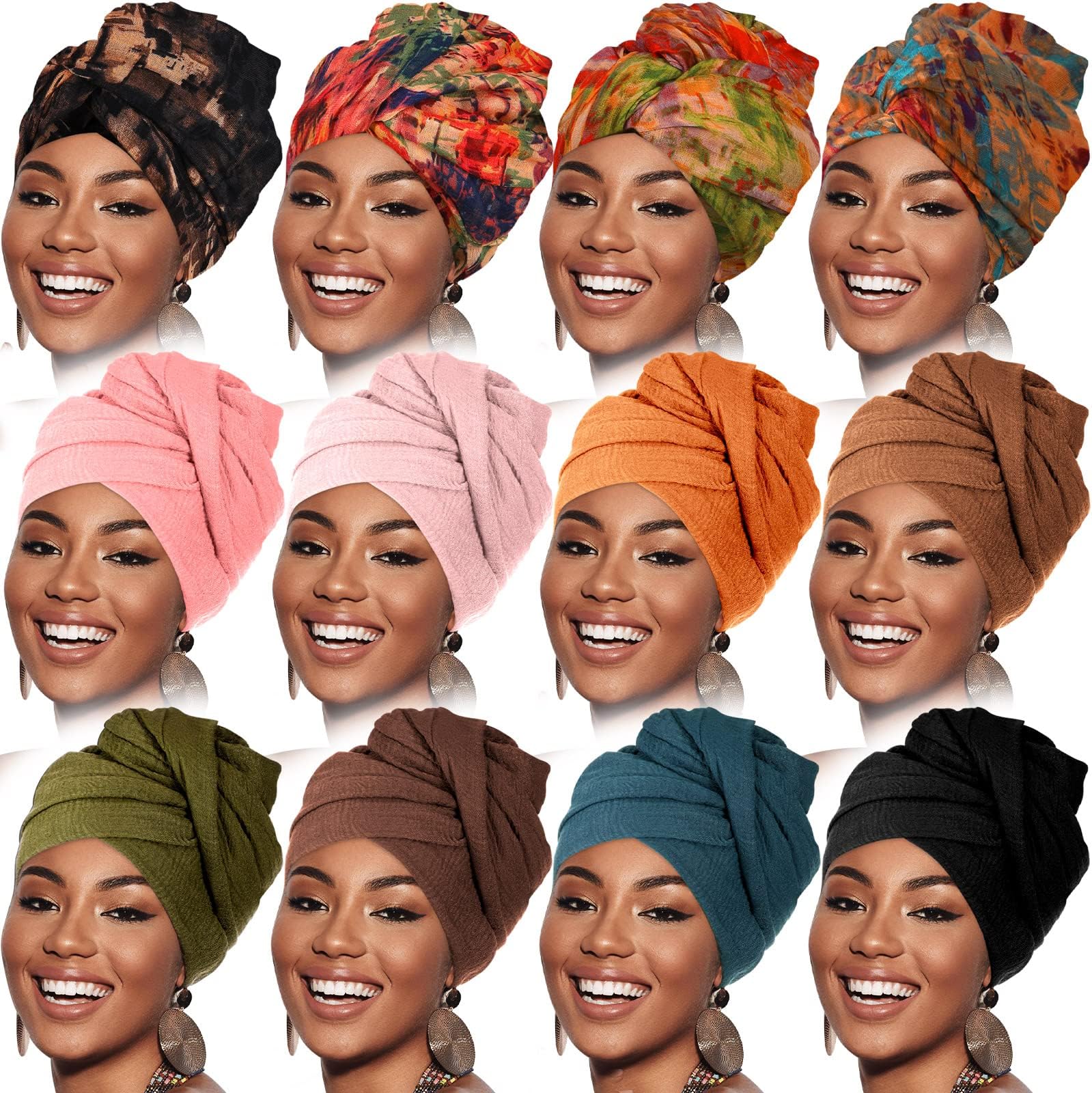 Amazon.com: Stretch Jersey Turban Head Wrap Scarf African Headwraps for ...