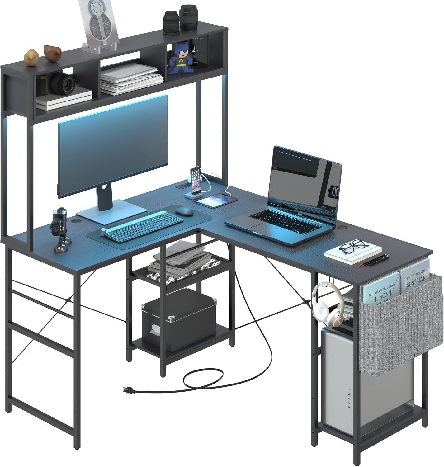 Amazon.com: Tbfit L Shaped Game Desk, 55inch Reversible Corner Desk ...