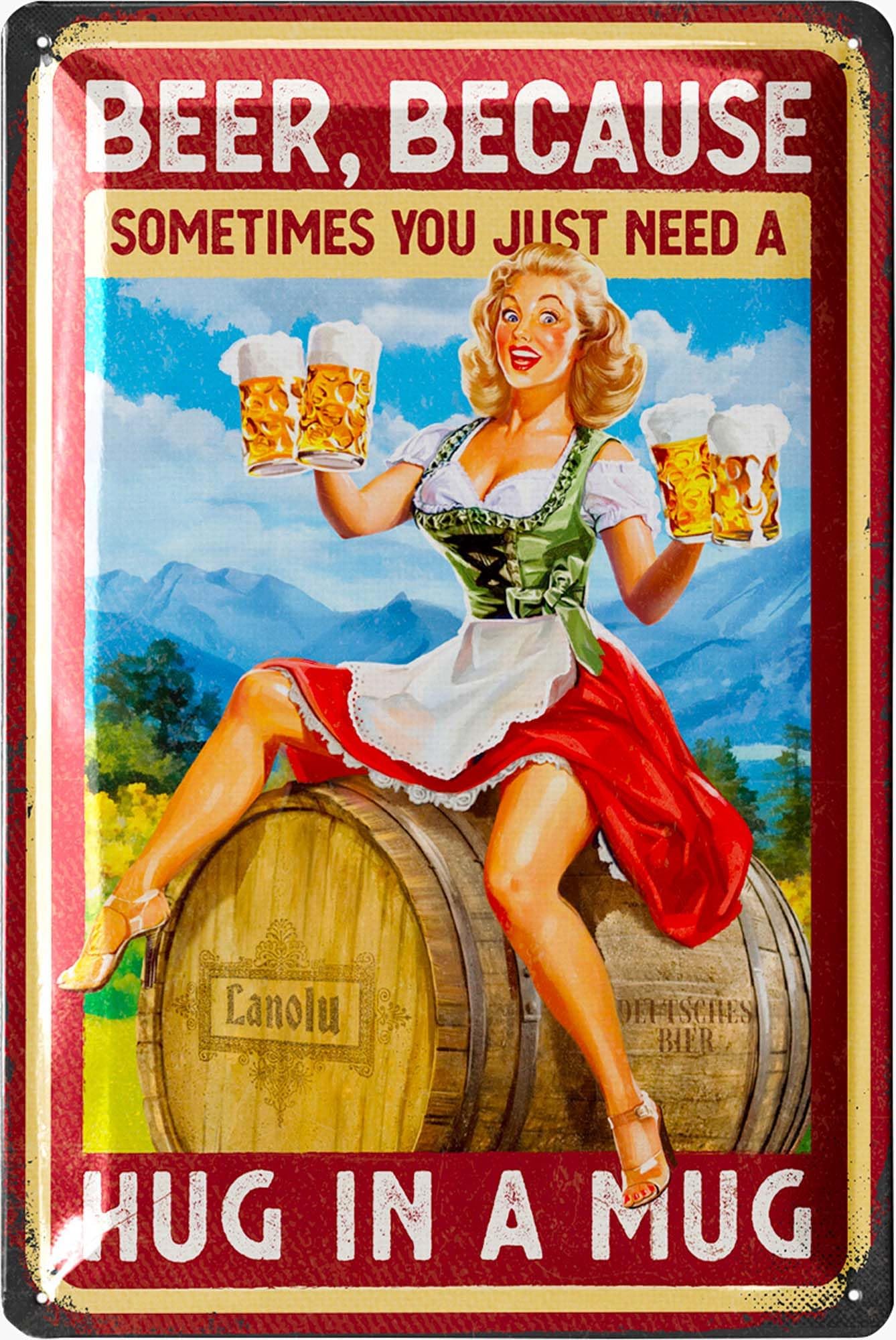 Amazon.com: Vintage Metal Sign, Miller Beer Pin Up Girl Wall Decor, Bar ...