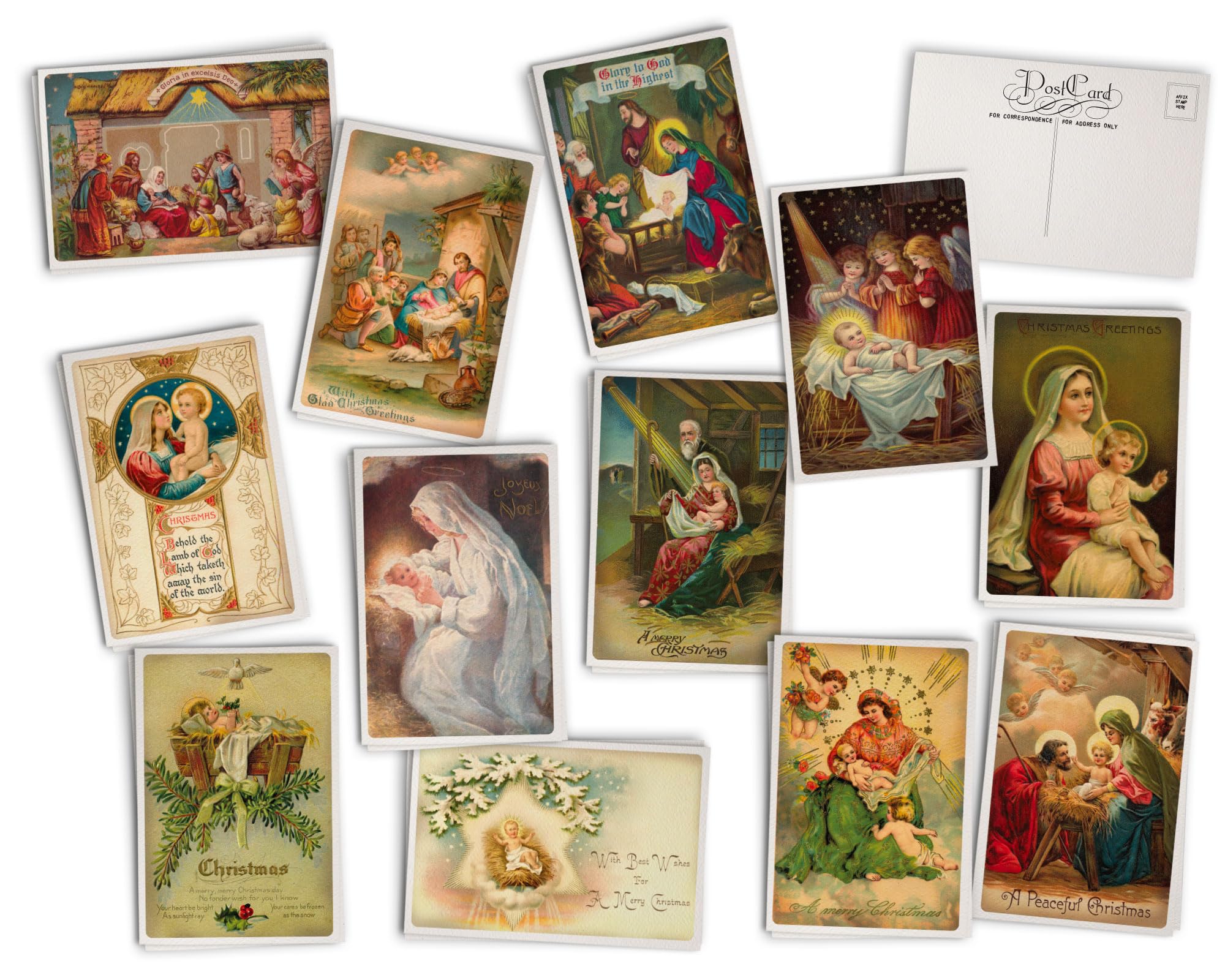 Amazon.com : Hill Valley Greetings Antique Nativity Christmas Post ...