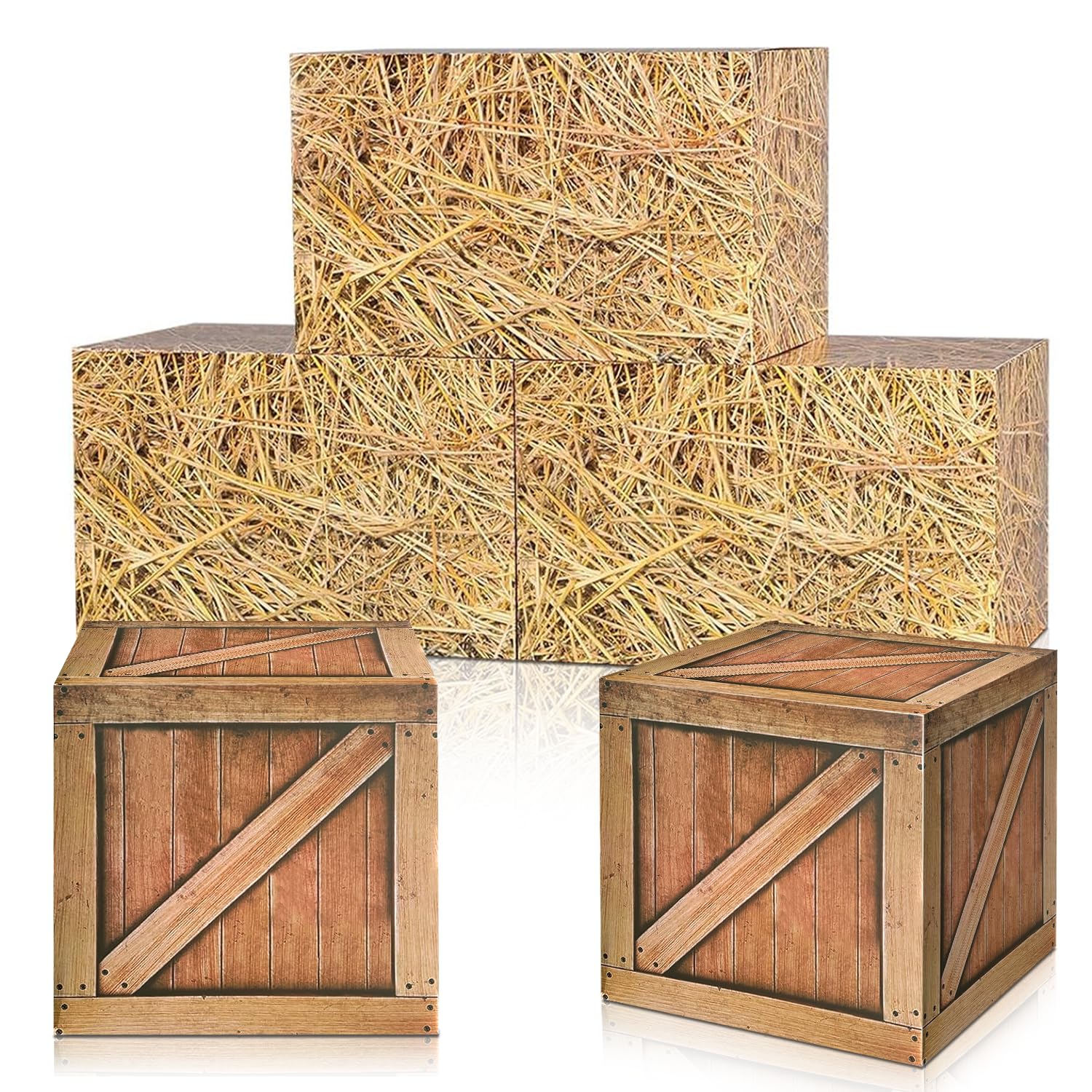 Amazon.com: Augacage 5 Pcs Hay Bales Boxes Decor Western Cowboy Party ...