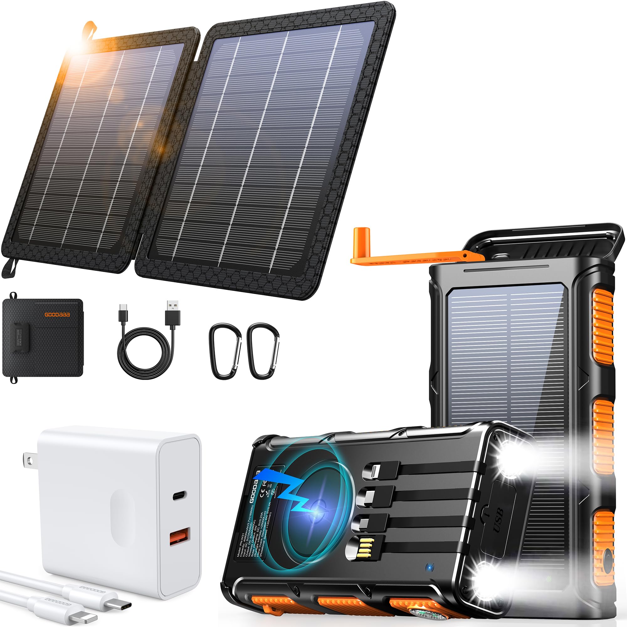 Amazon.com: GOODaaa Solar Power Bank Plus 10W Solar Panel Plus 20W Wall ...