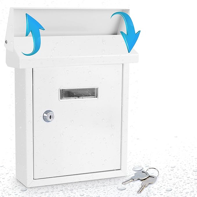 Serenelife Weatherproof Wall Mount Locking Mailbox Galvanized Steel ...