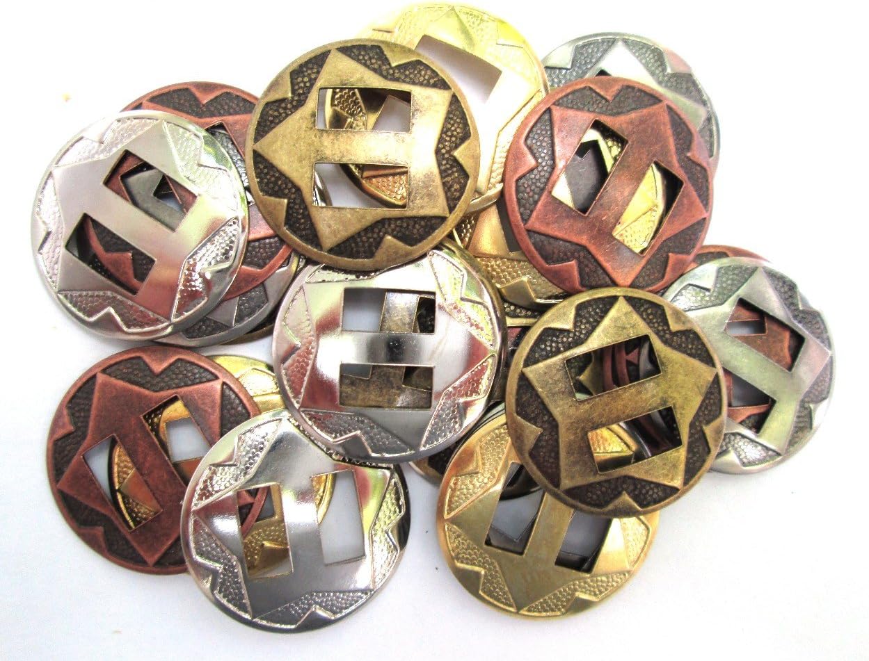 Amazon.com: Conchos Mixed Finishes Western 1" Round Slotted; 25 Pieces