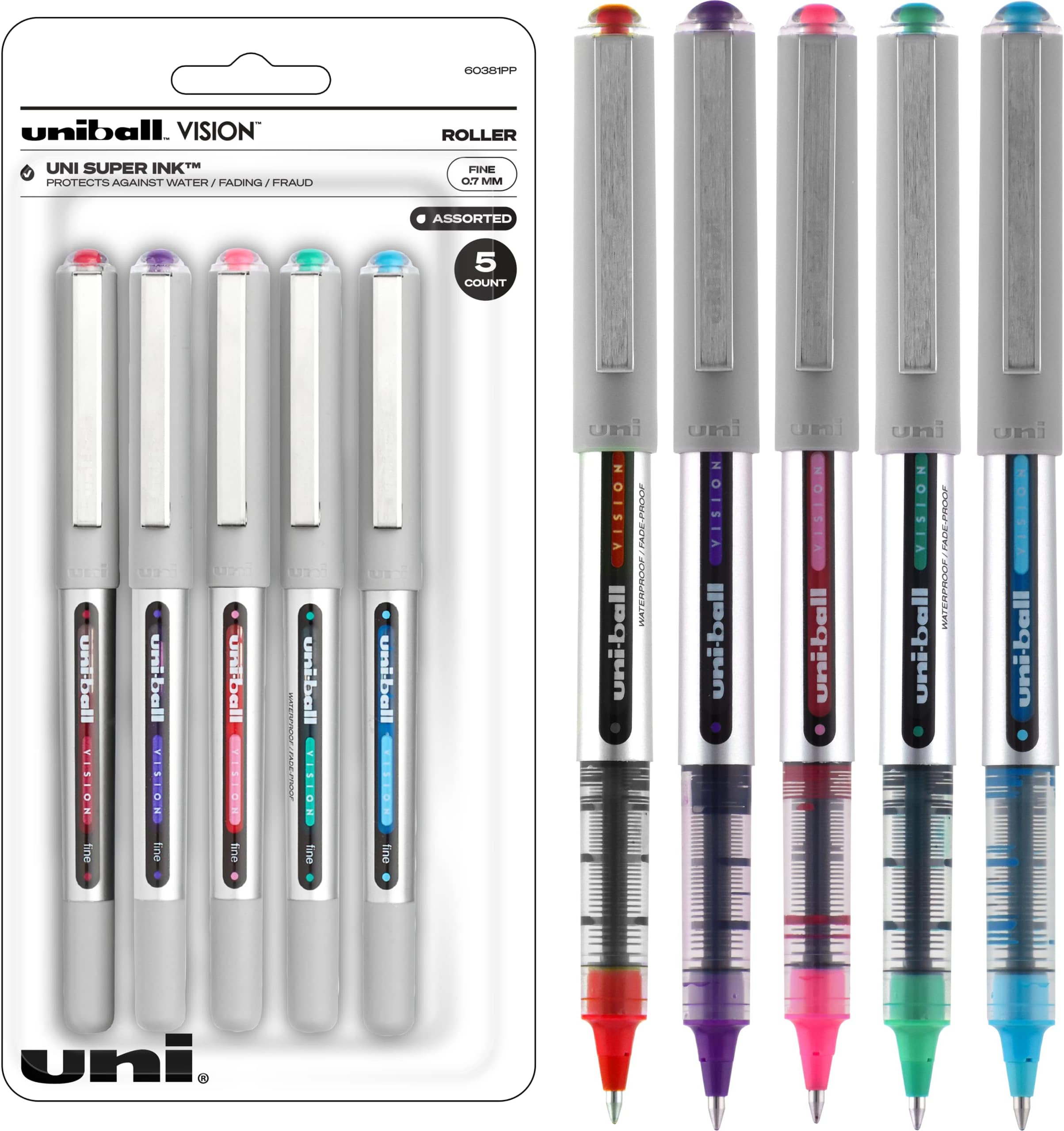 Amazon.com: Uniball Vision Rollerball Pens, Fashion Pens Pack of 5 ...