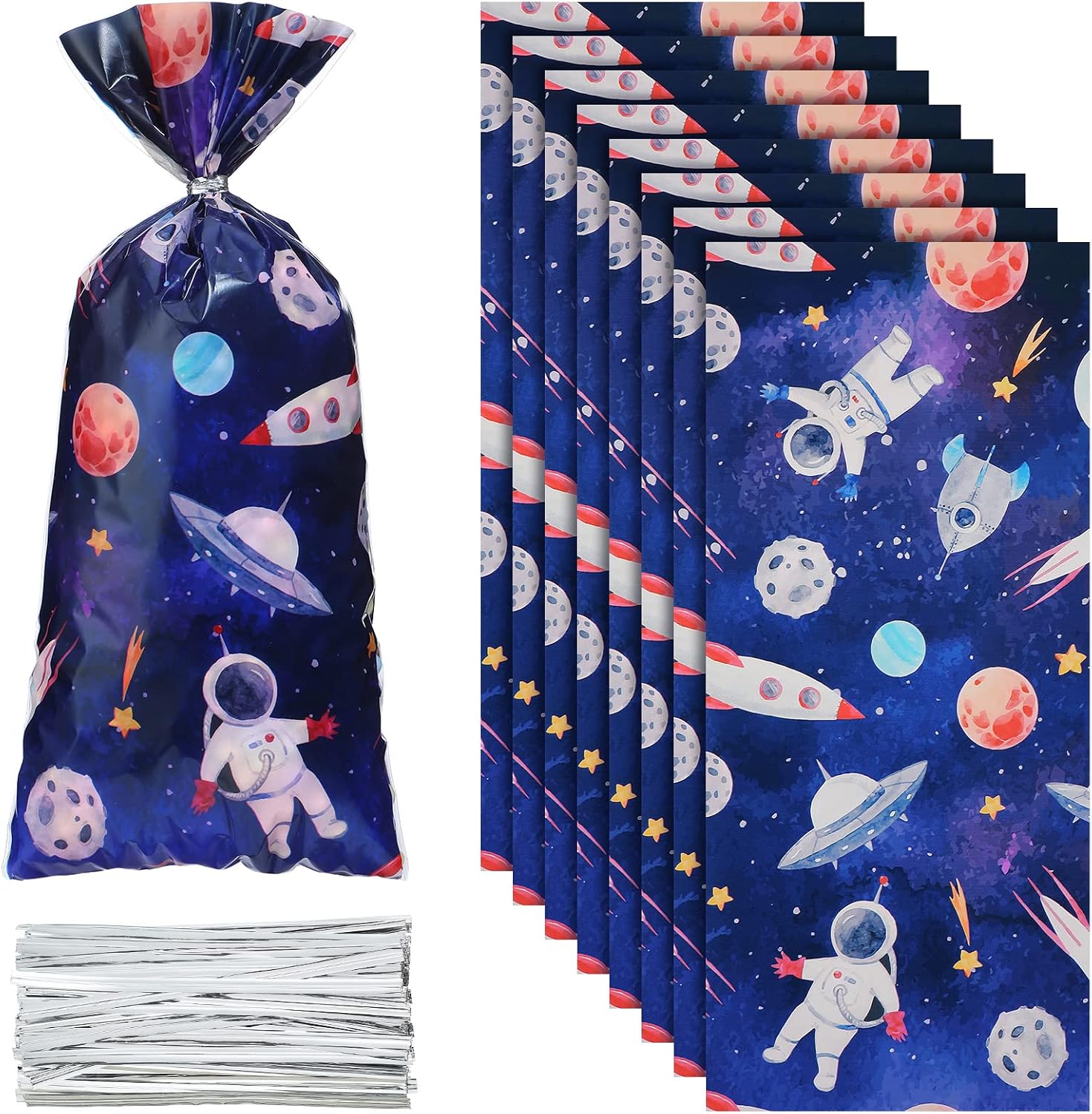 Amazon.com: Yexiya 120 Pcs Outer Space Cellophane Bags Plastic Galaxy ...