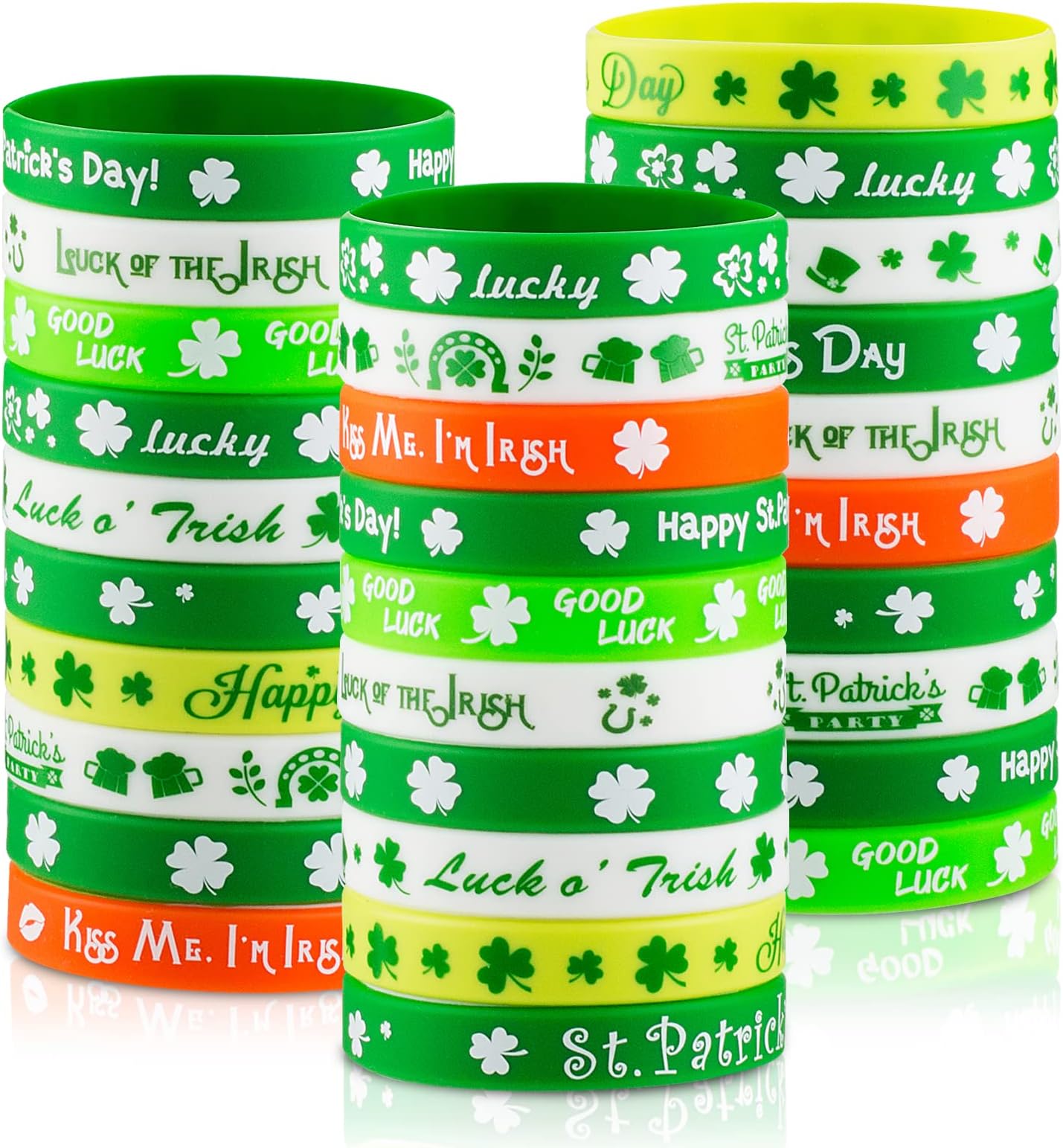 Amazon.com: CCINEE St. Patrick's Day Rubber Wristbands Green Shamrock ...