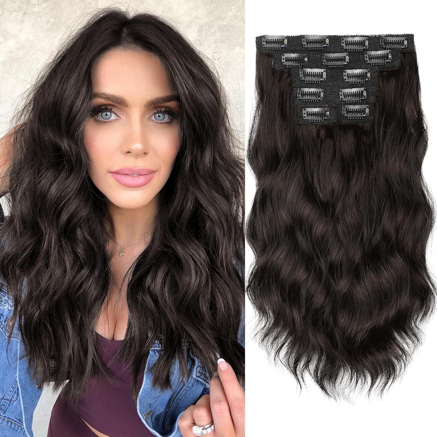 Amazon.com : KooKaStyle Clip in Hair Extensions 6PCS Short Synthetic ...