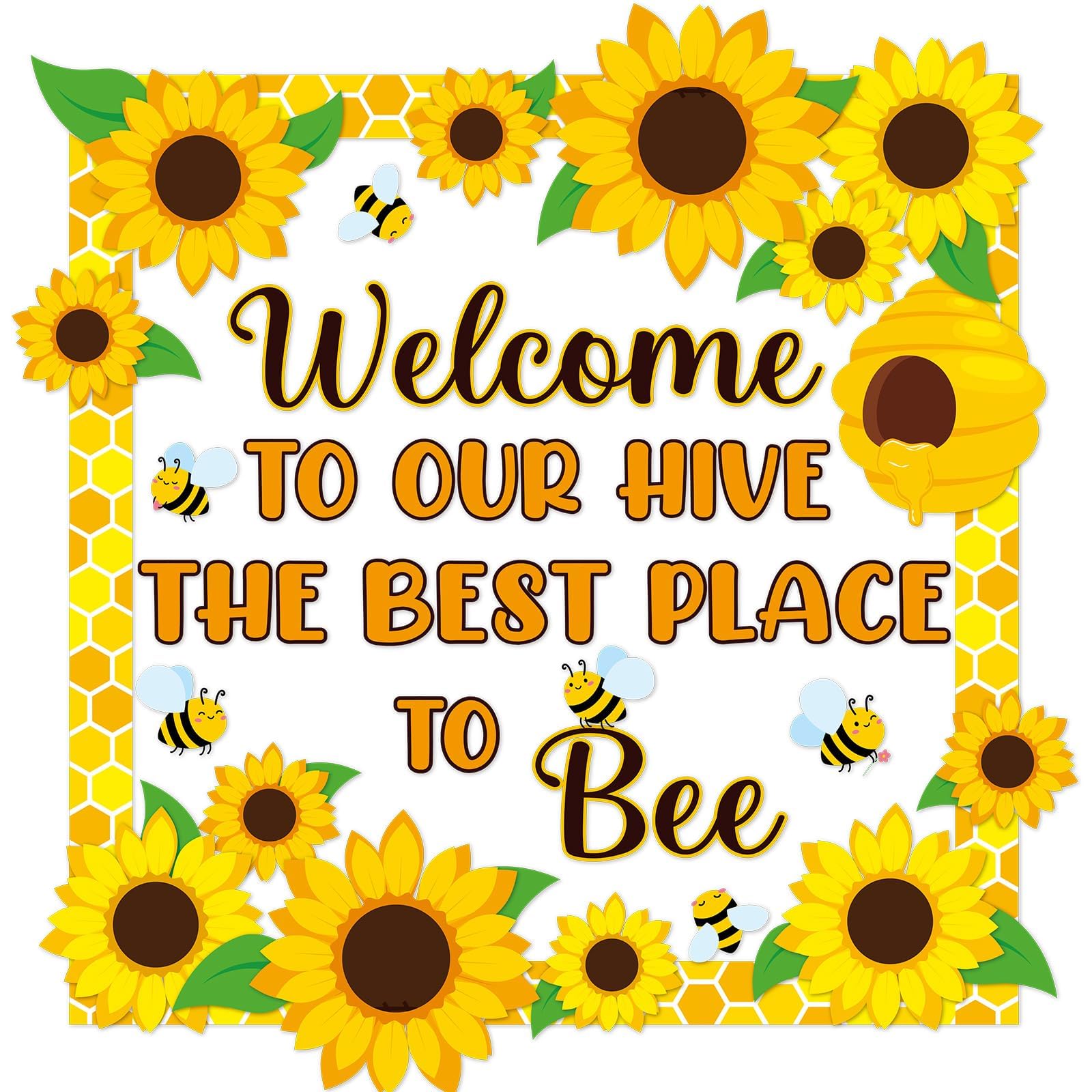 Snapklik.com : Bee Sunflower Bulletin Board Set Welcome To Our Hive ...