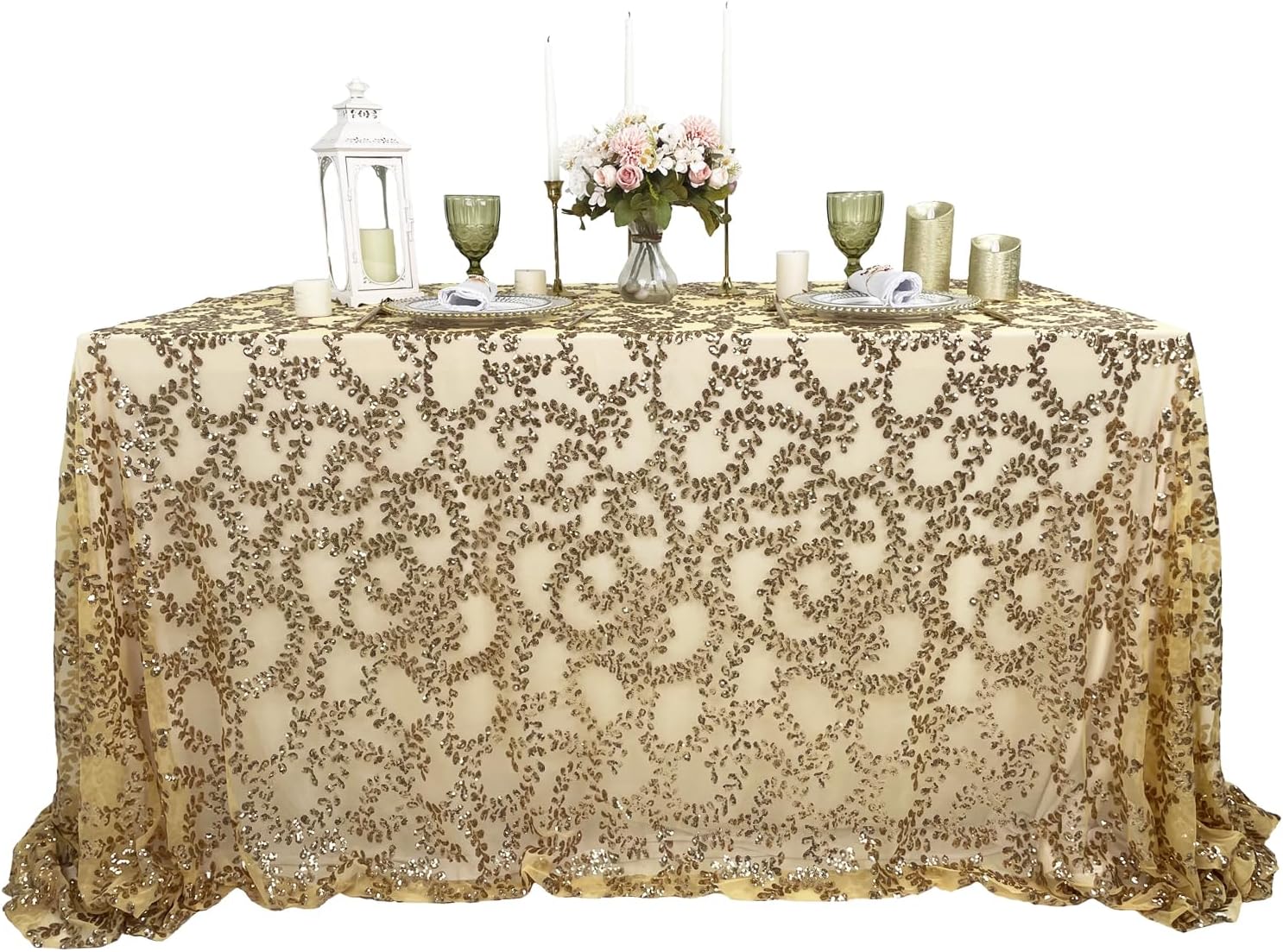 Amazon.com: GFCC Rectangle Red Sequin Tablecloth 90x132 inch Sparkle ...