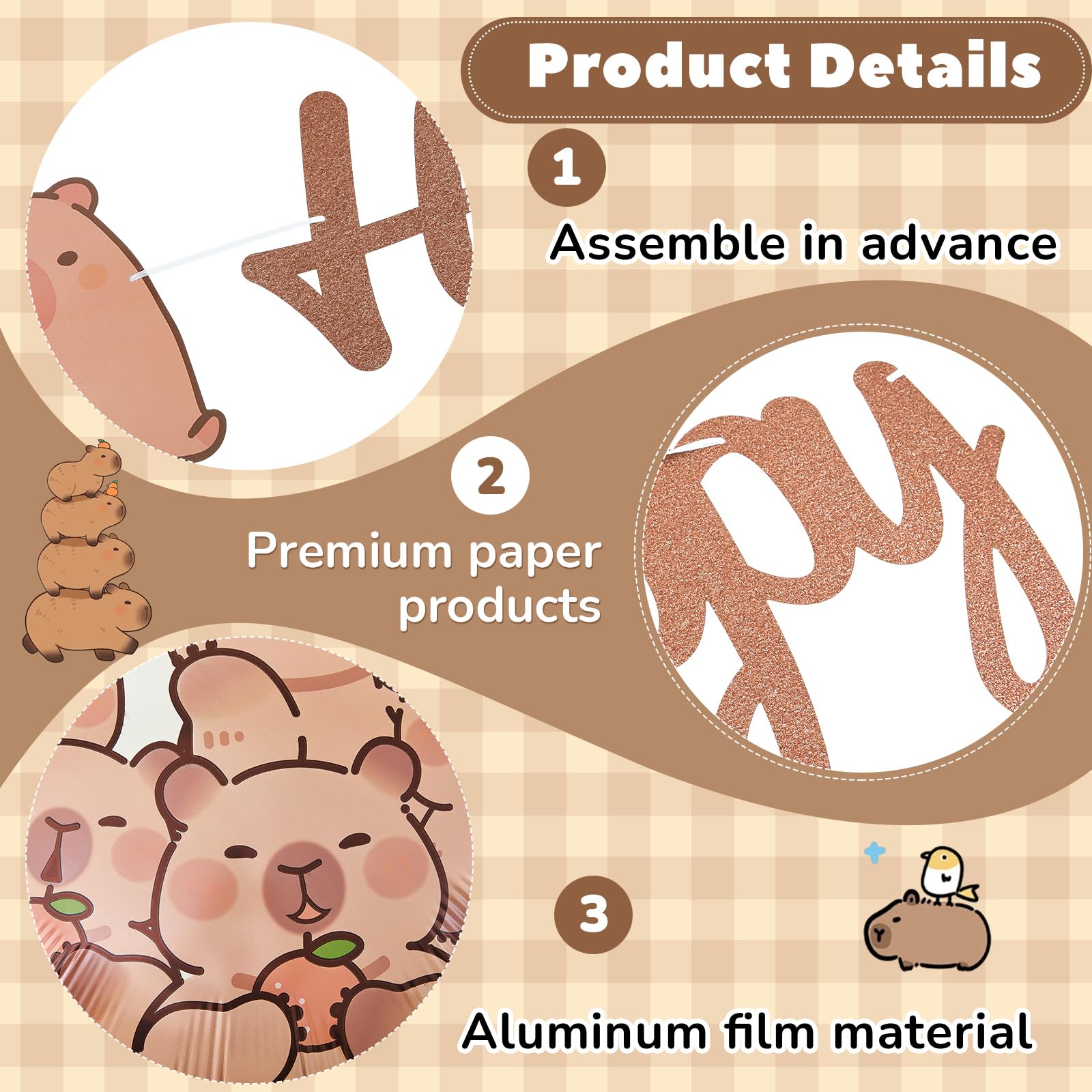 Snapklik.com : 9 Pcs Capybara Birthday Party Decorations Includes 1 ...