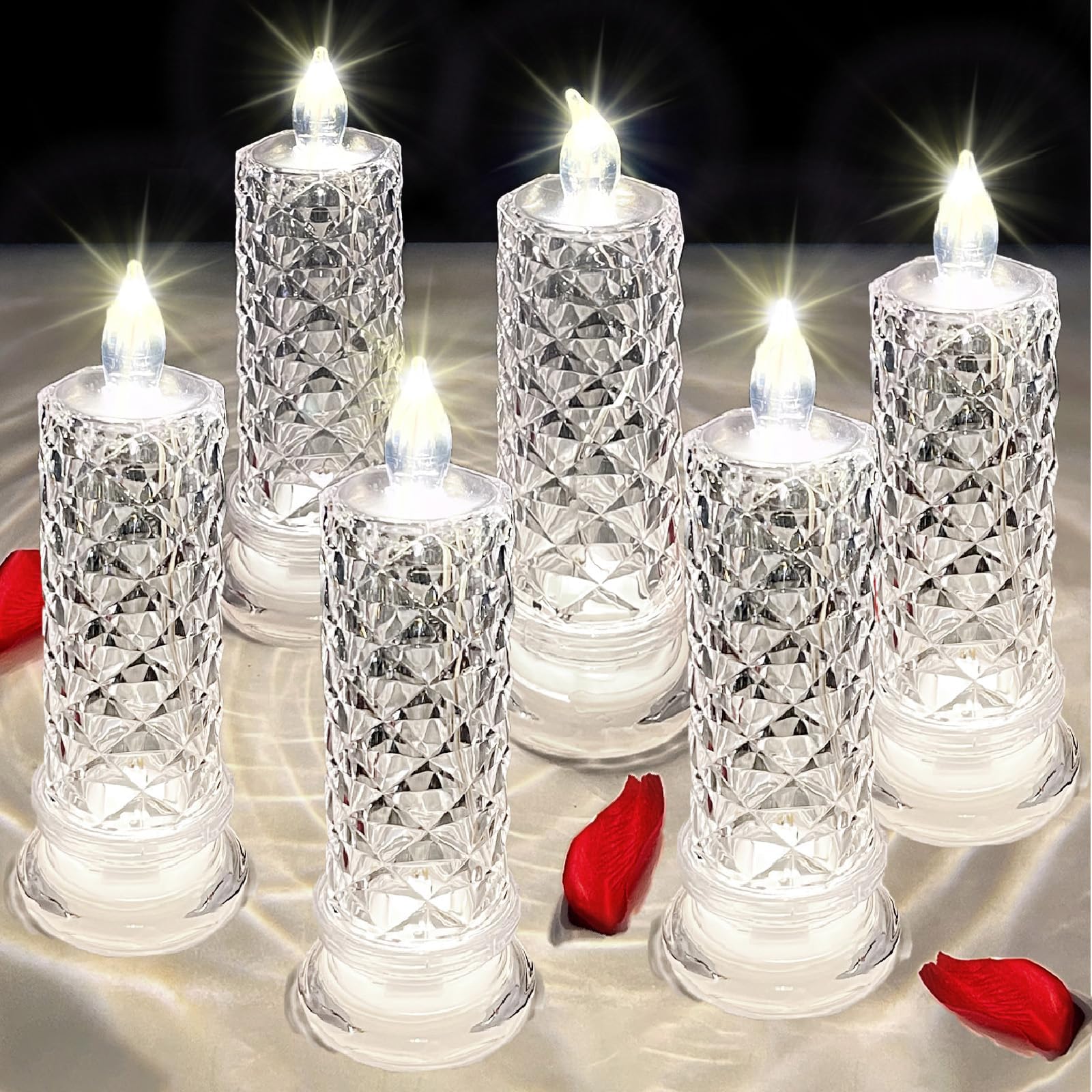 Deogos Flameless Candles with Rose Shadow, 6 Pack LED Candles Battery ...