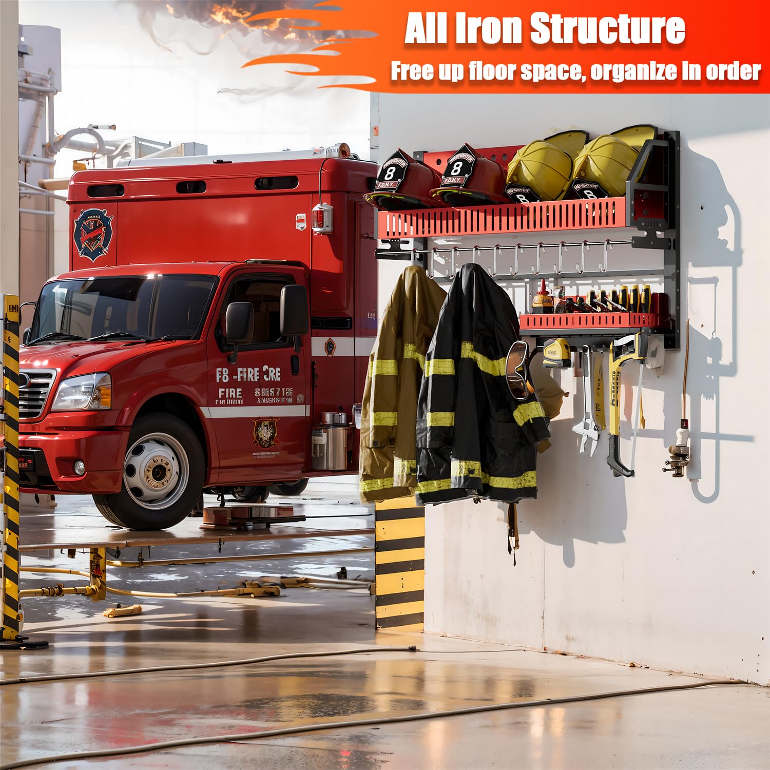 Snapklik.com : Fireman Gear Storage Rack, Wall Mounted Firefighter Gear ...