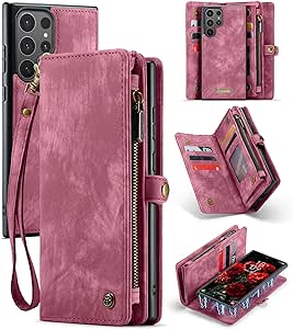 Amazon.com: Kowauri Wallet Case for Samsung Galaxy S25 Ultra,Zipper Purse Folio Leather Wallet ...