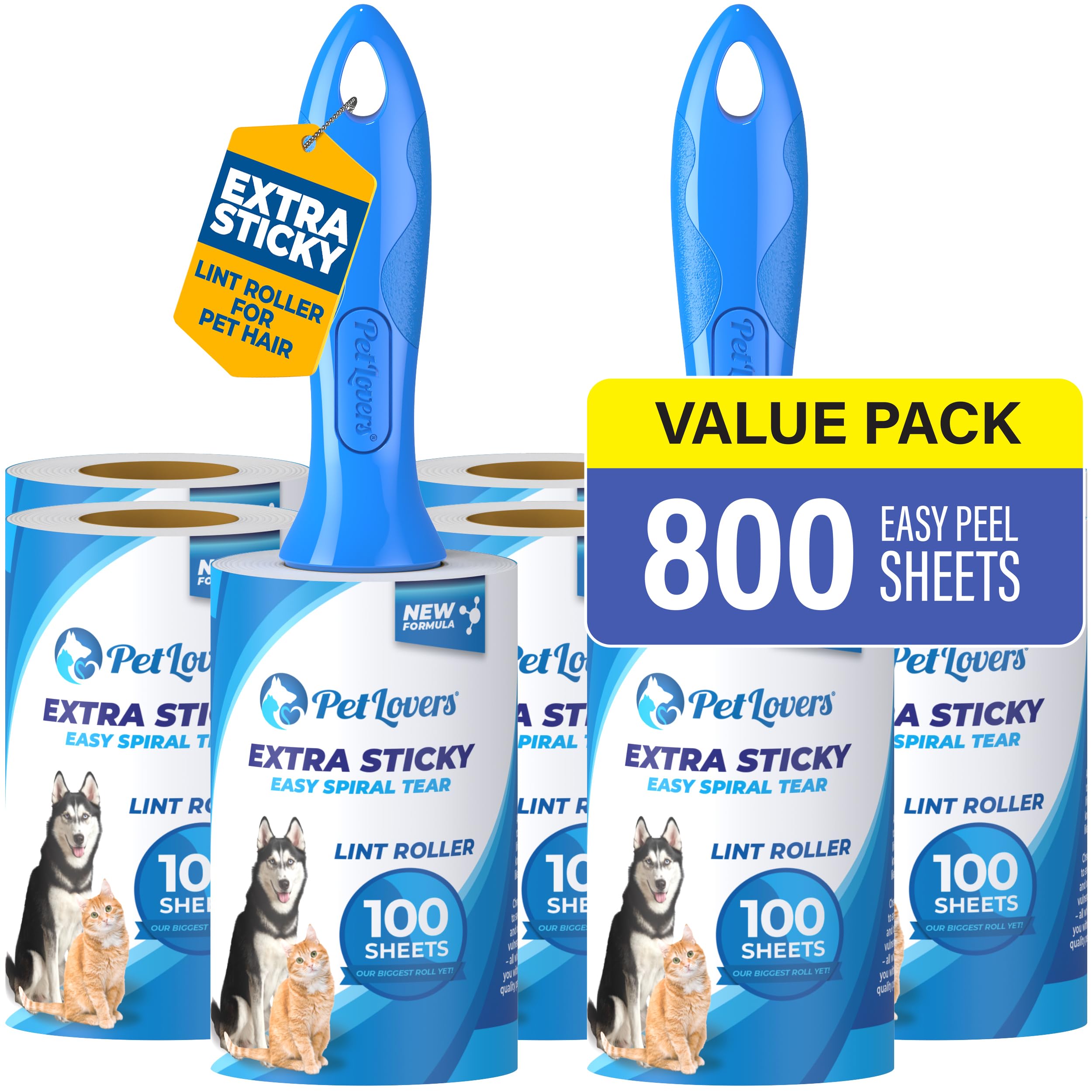 PetLovers Extra Sticky Lint Roller Ultimate Value Set 800 Sheets for ...
