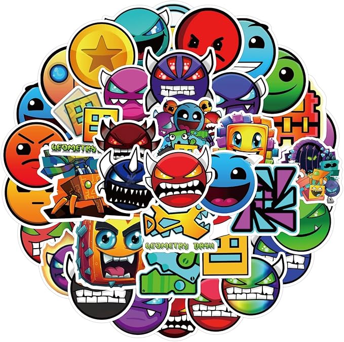 50pcs Geometry Dash Stickers Cool Classic Game Stickers for Laptops ...