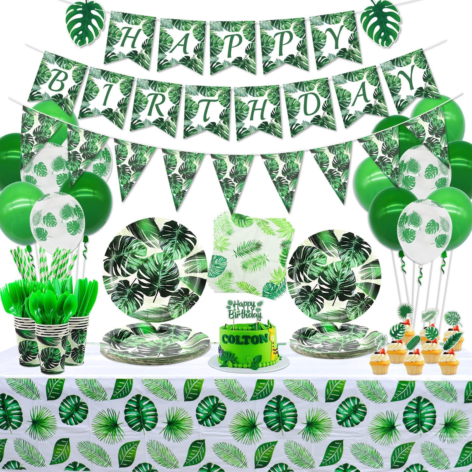 Amazon.com: Tropical Palm Leaf Party Supplies - Hawaiian Luau Party ...