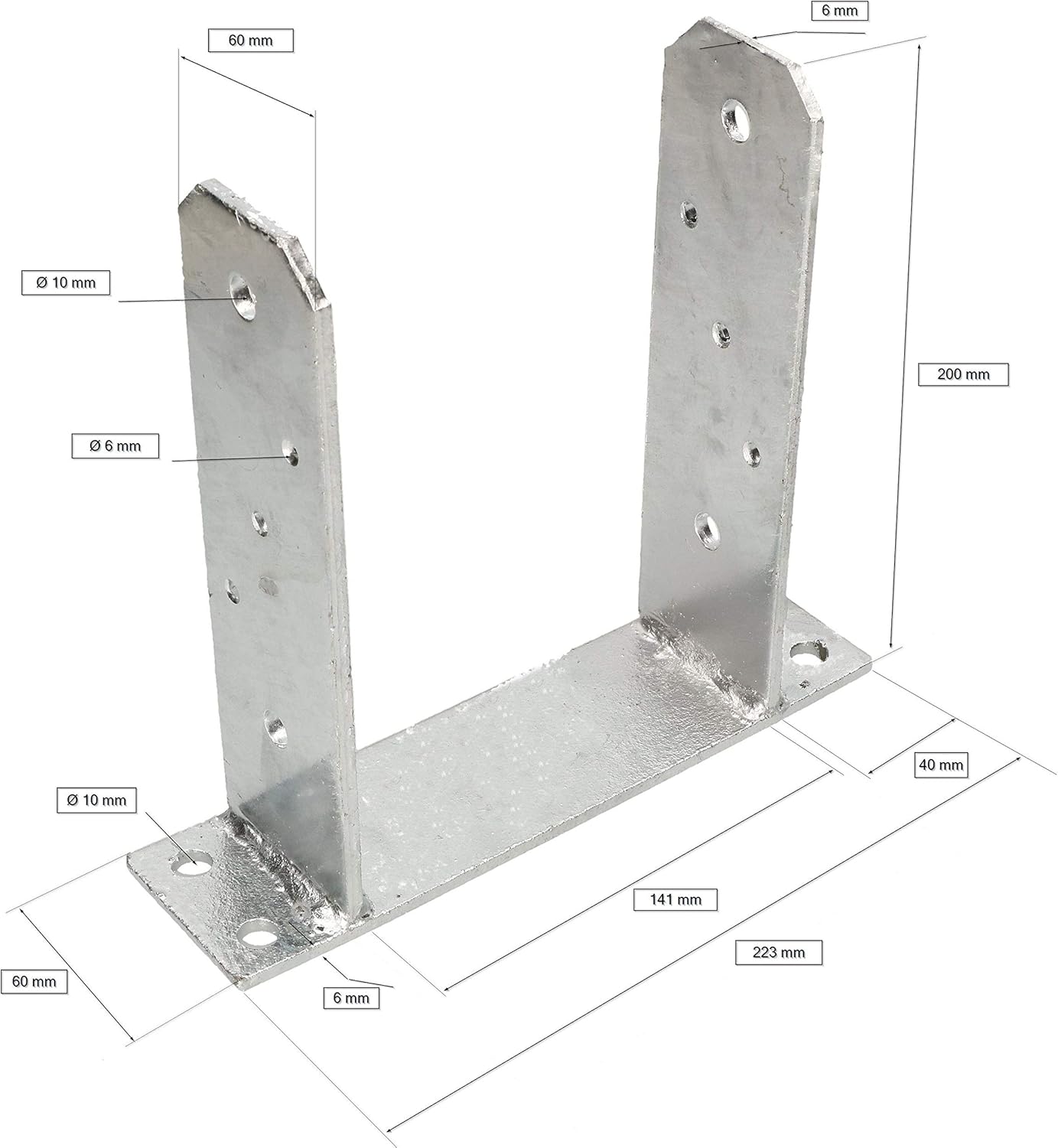 KOTARBAU® U-post support, 140 mm, U-shape for doweling, square wood ...