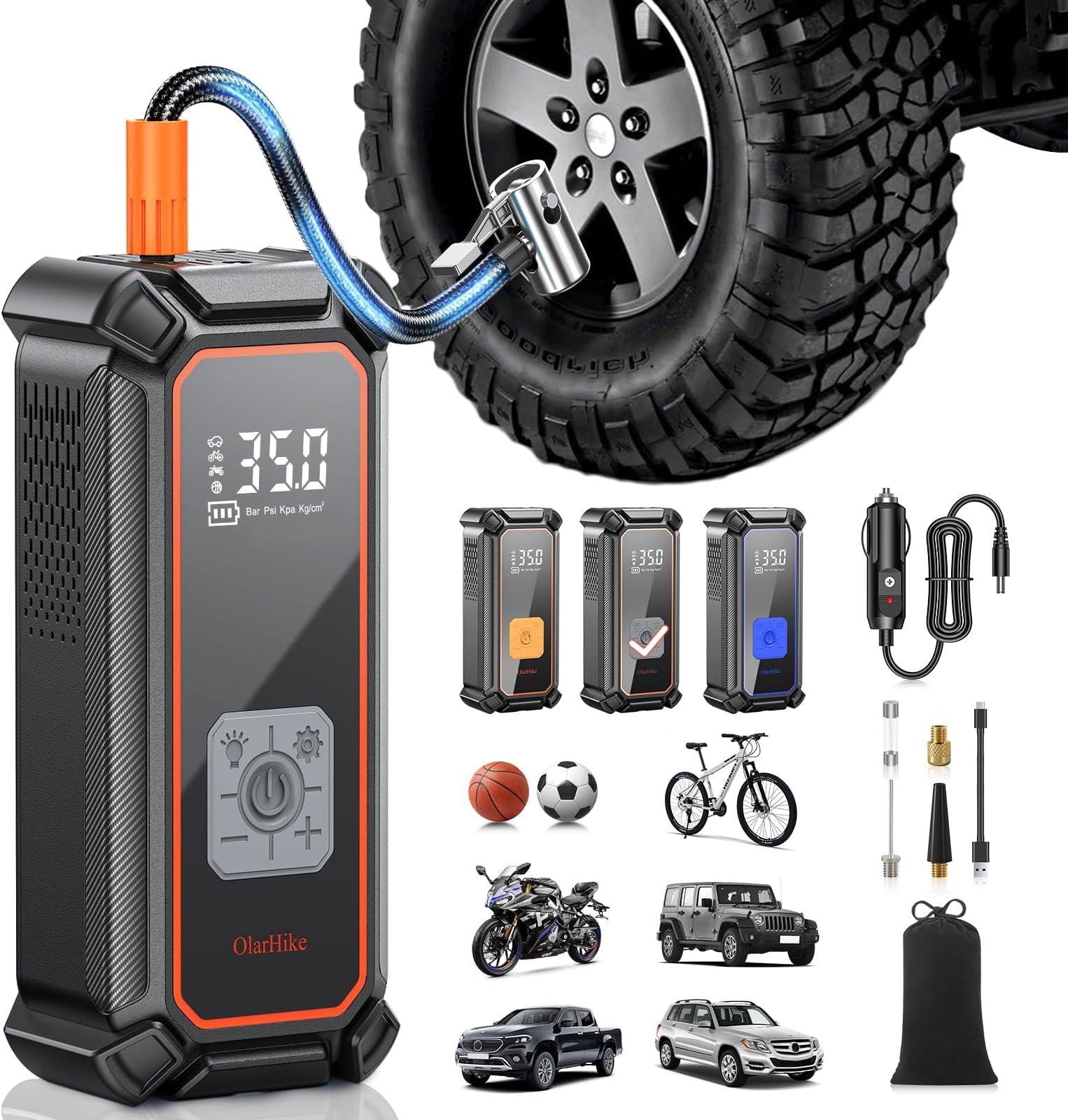 Amazon.com: OlarHike Cordless Tire Inflator Portable Air Compressor ...