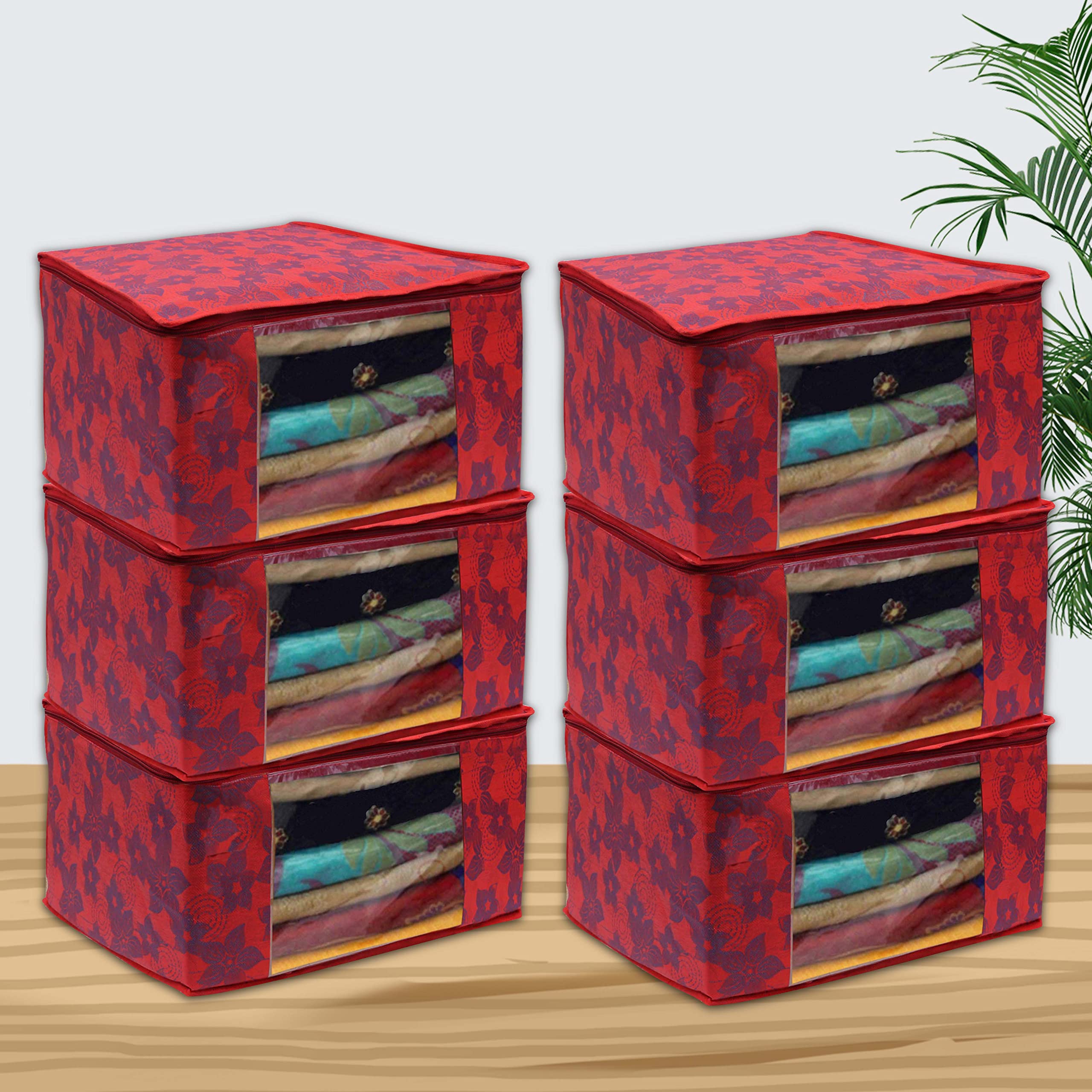 Urbane Home Set of 6 Foldable Non Woven Saree Covers with Zip|Saree ...