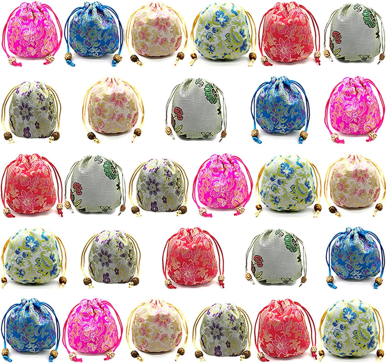 Amazon.com: yueton 12PCS Vintage Chinese Style Silk Drawstring Bags ...