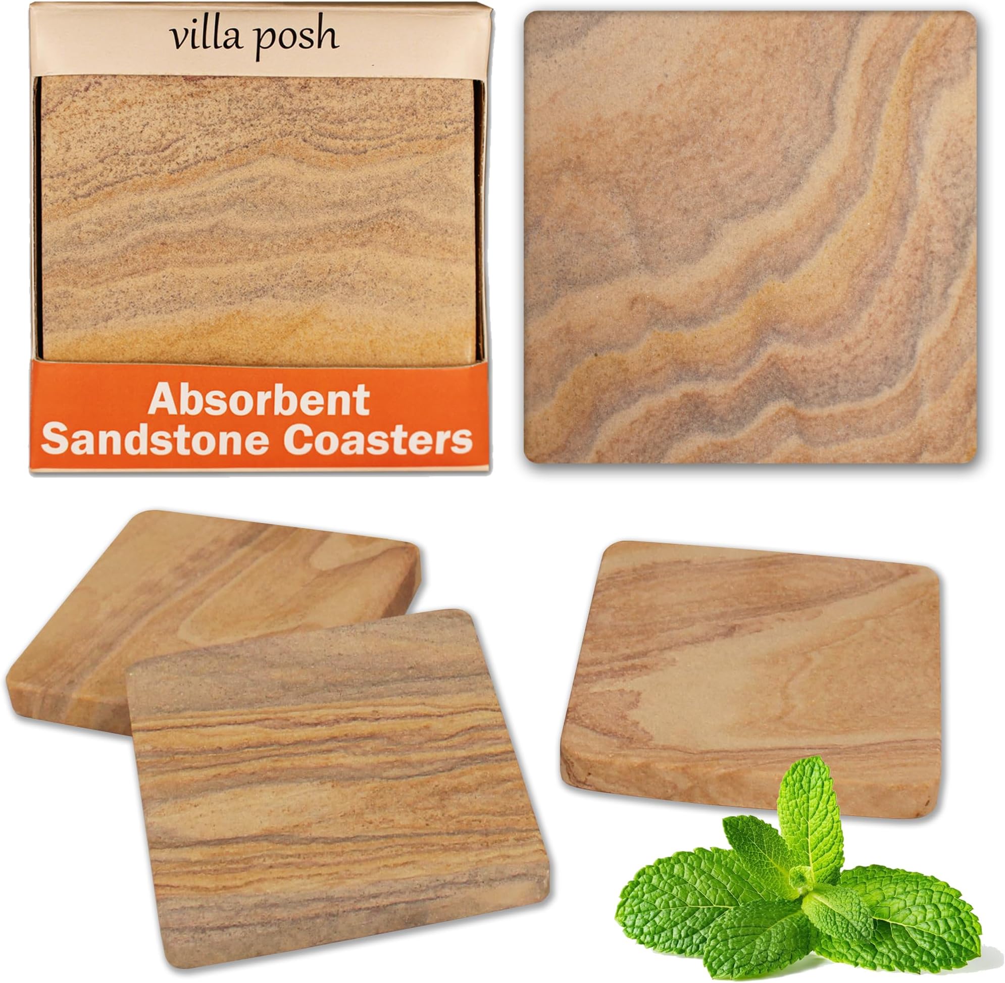 Amazon.com: Sandstone Coaster,Set of Six,Natural Sandstone 3.94 Inch ...