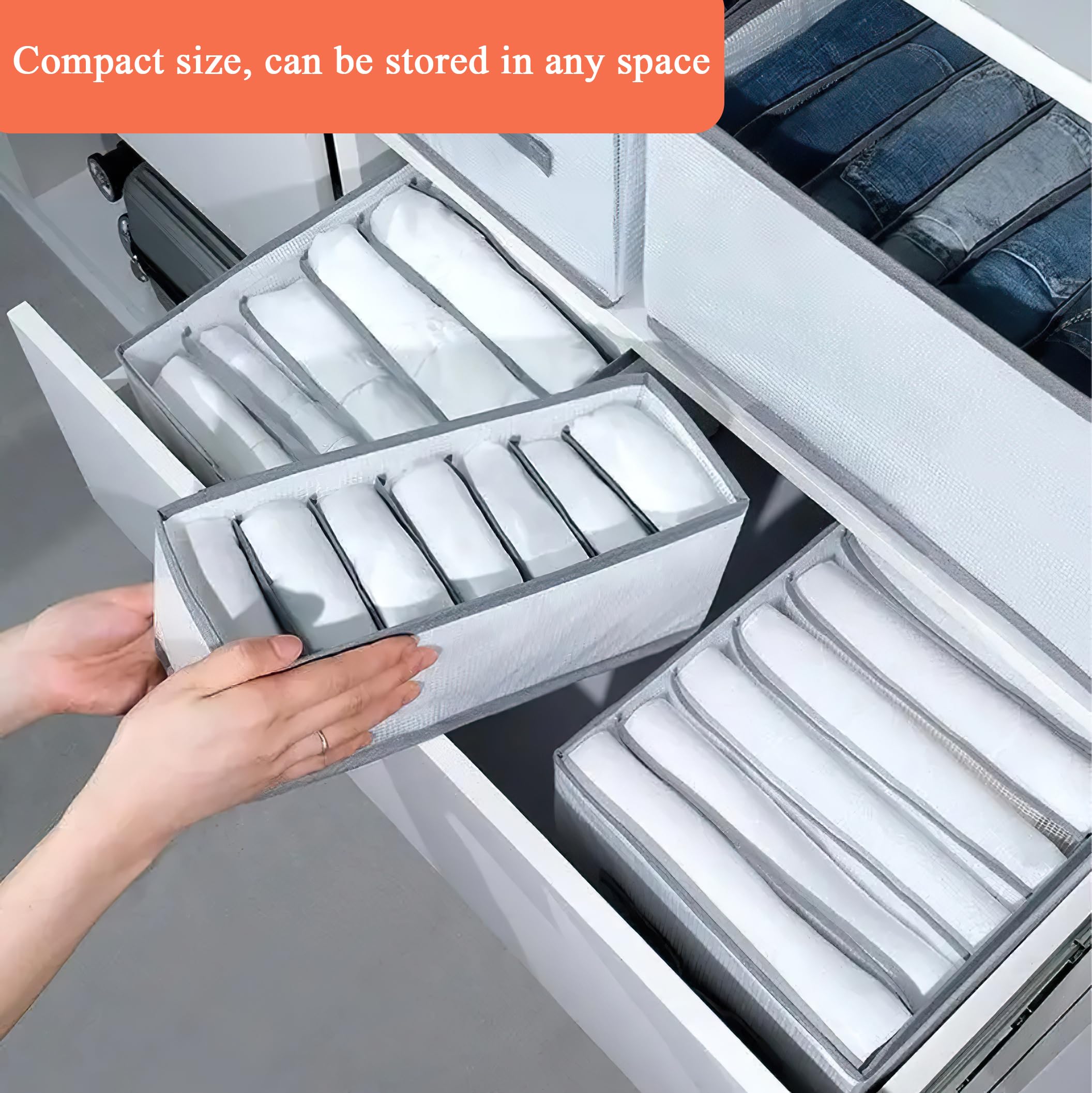 Rdusi Drawer Organiser 4 Pcs,7 Grids Collapsible Underwear Drawer ...