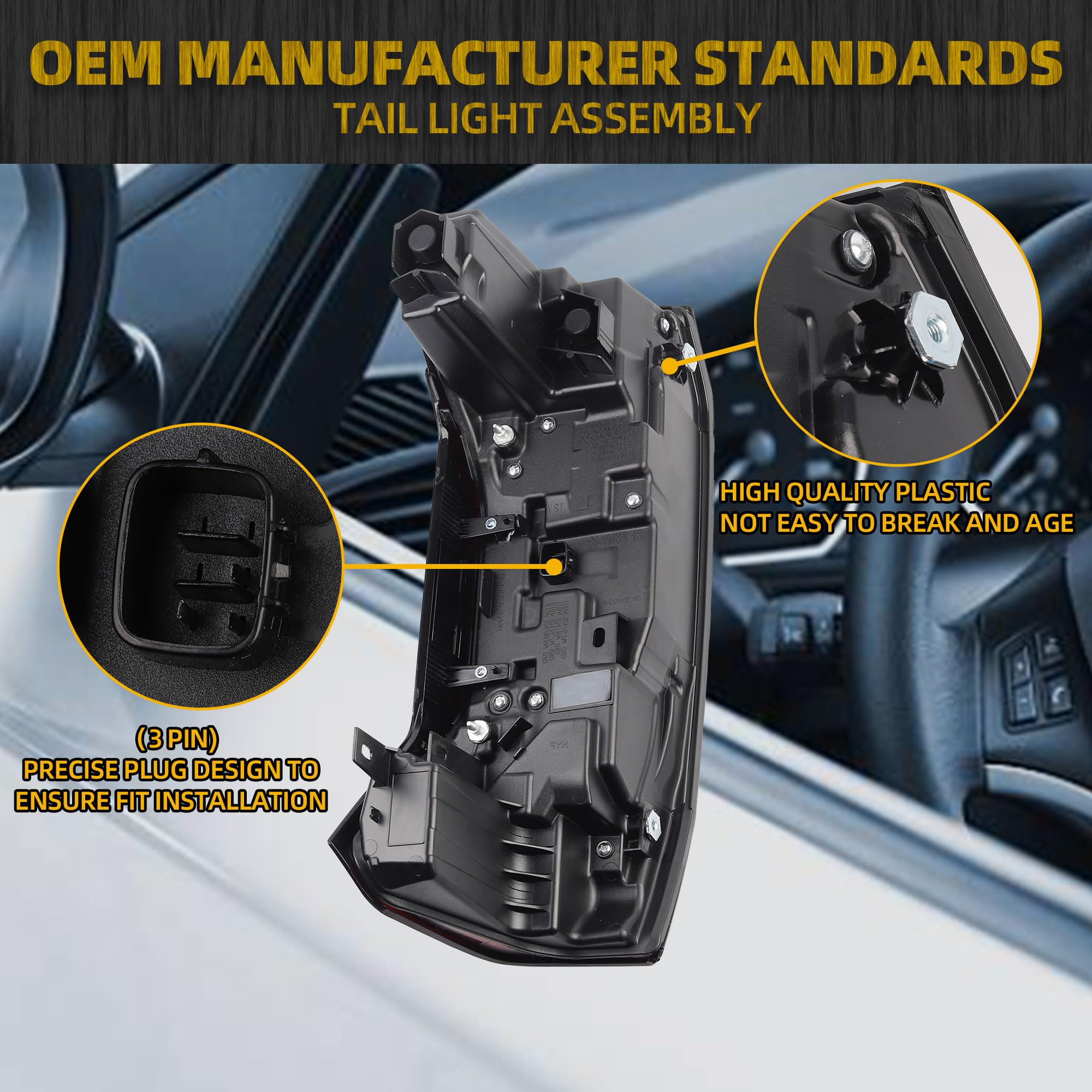 Dasbecan Right Passenger Side Tail Light Assembly Rear Lamp LED Type ...