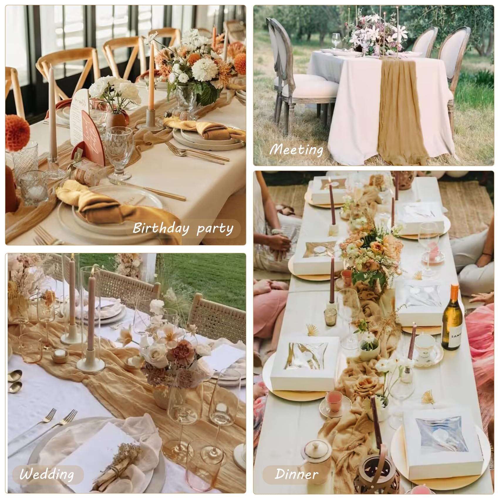 Snapklik.com : 12 Pack 13Ft Cheesecloth Table Runner 35x157 Inch Boho ...