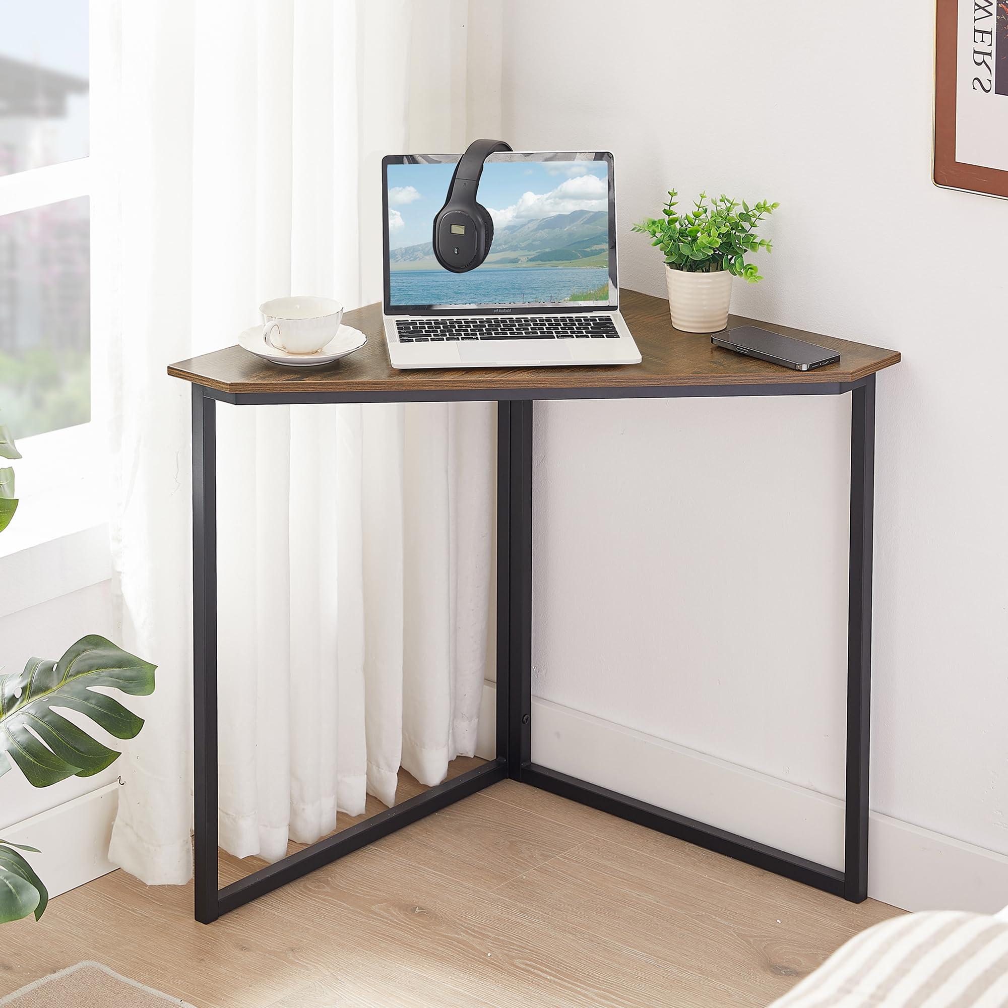 Amazon.com: VECELO Corner Desk, Corner Tables for Living Room for Small ...