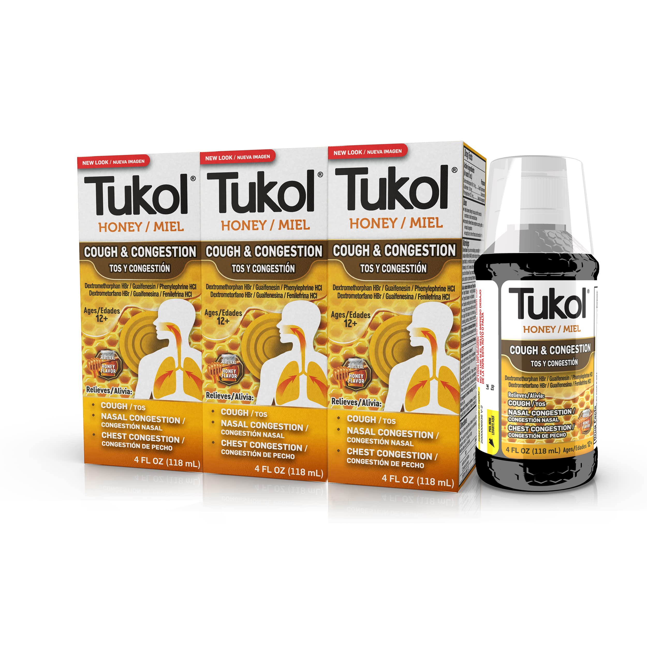 Amazon.com: TUKOL Adult X-Pecto Miel Honey Cold Syrup, 4 Ounce (Pack of ...