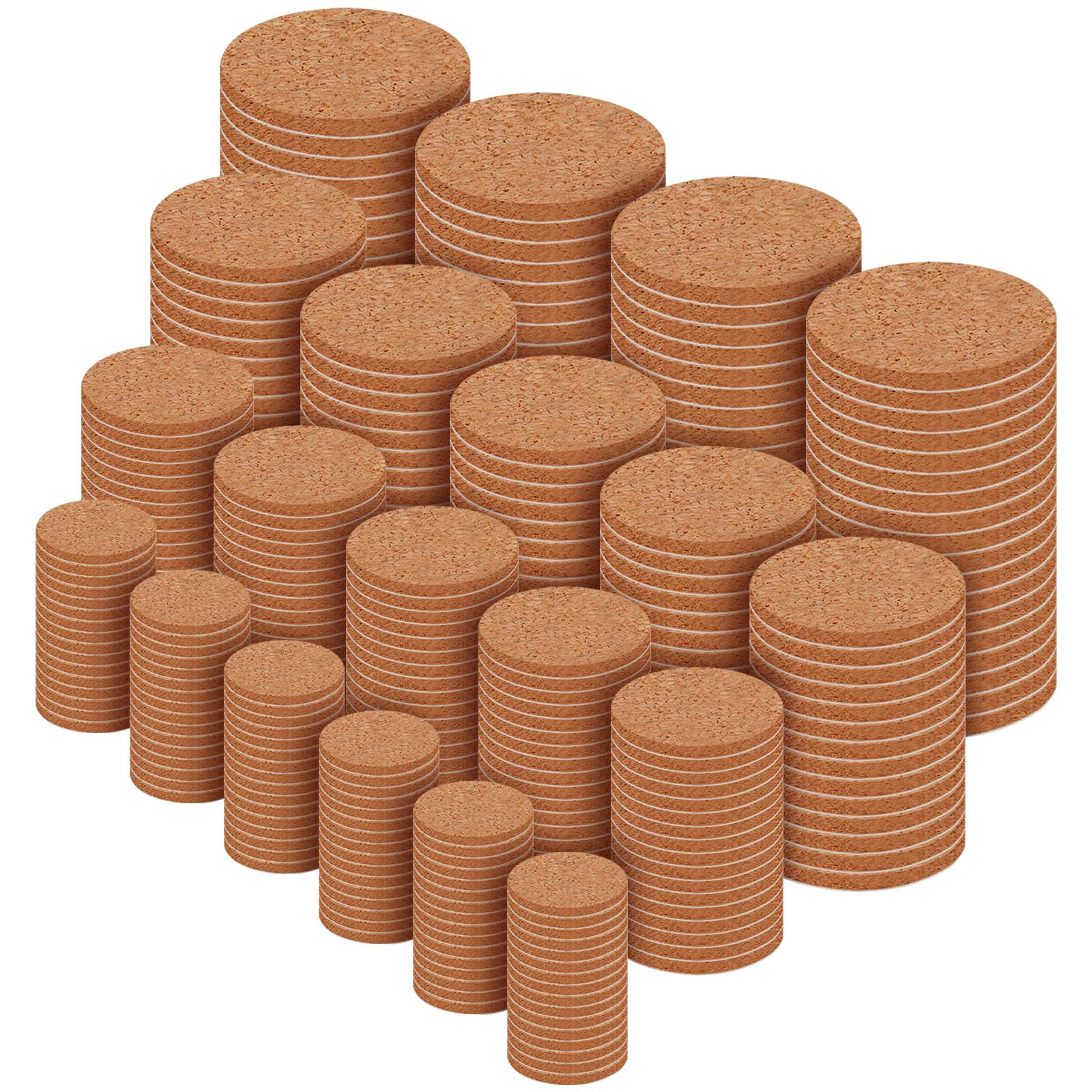 400Pcs Small Round Cork Furniture Pads 0.5inch-1.5inch, Adhesive ...