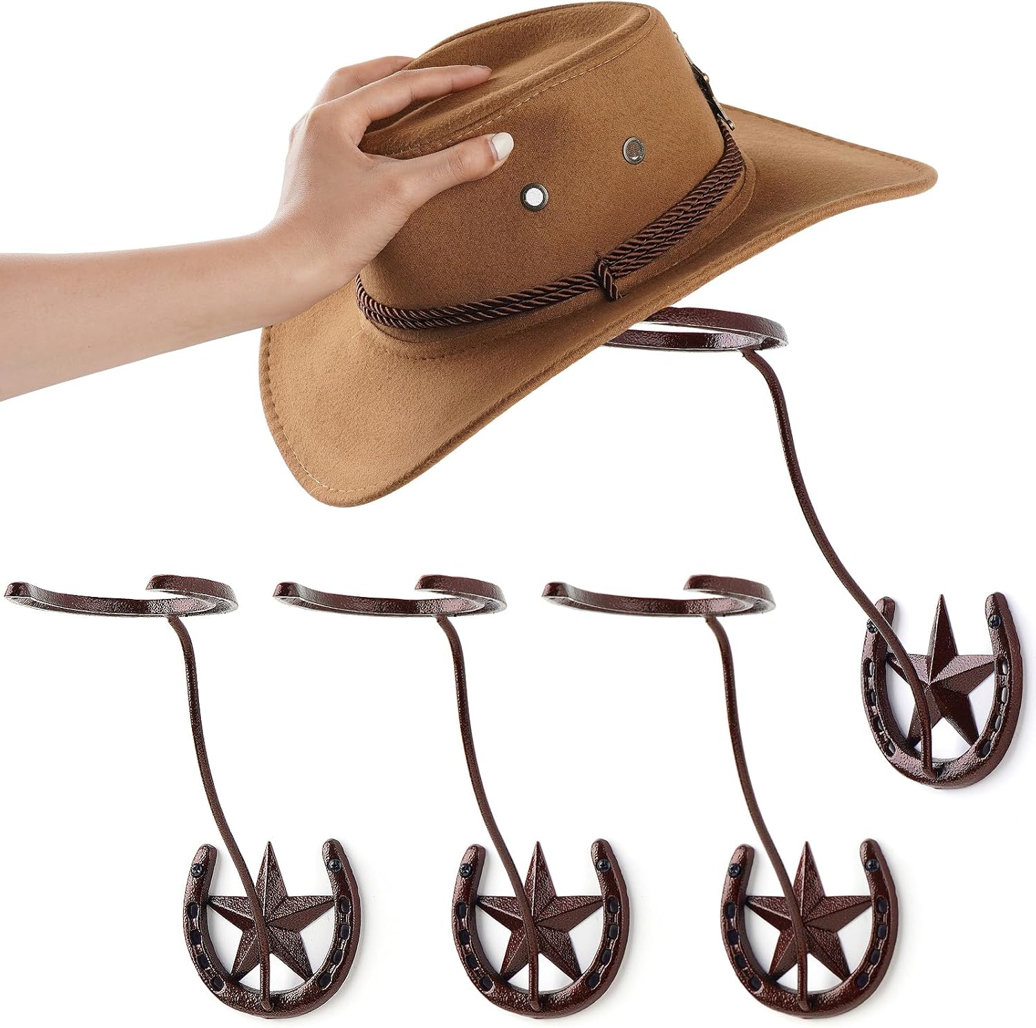 Amazon.com: Cowboy Hat Organizer Rack for Wall 4 Pack Rustic Metal ...