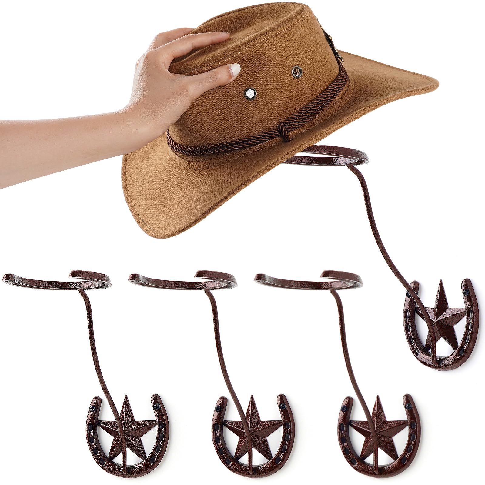 Amazon.com: Cowboy Hat Organizer Rack for Wall 4 Pack Rustic Metal ...