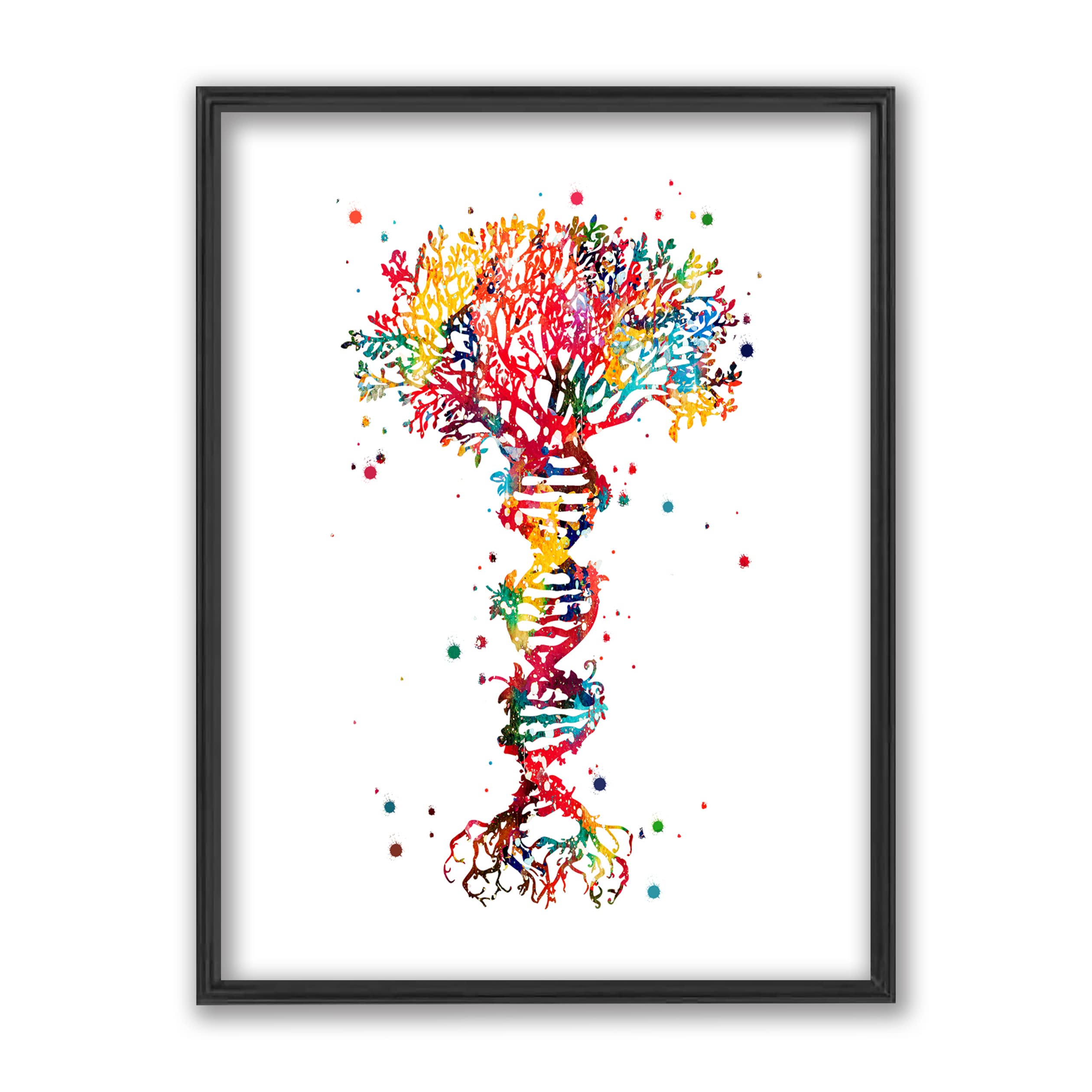 Framed DNA Tree of Life Watercolor Art Print 8.3x11.7 inc (A4) Ready to ...