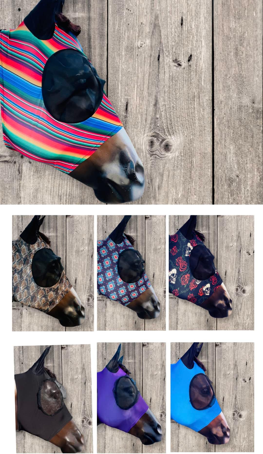 Amazon.com: Lycra Fly Mask for Horses with Ear & Forelock Opening ...