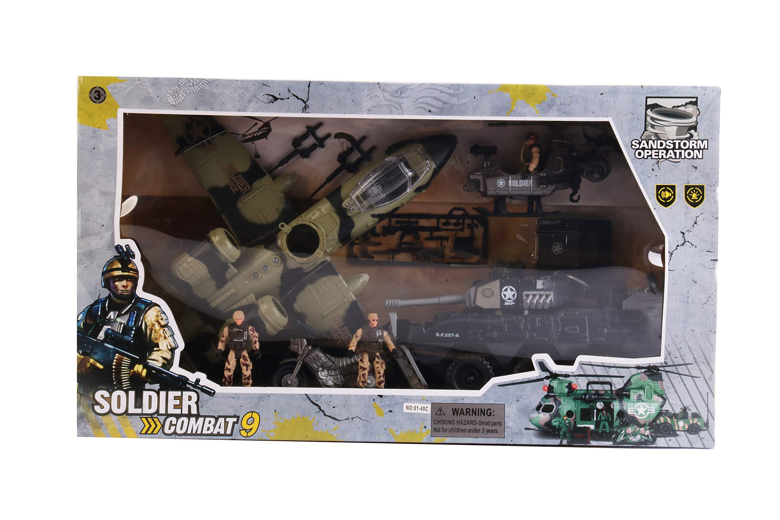 Buy Little Bambino Army Fighter Jet Set Army Jeep F16 Motorbike 3 Army ...